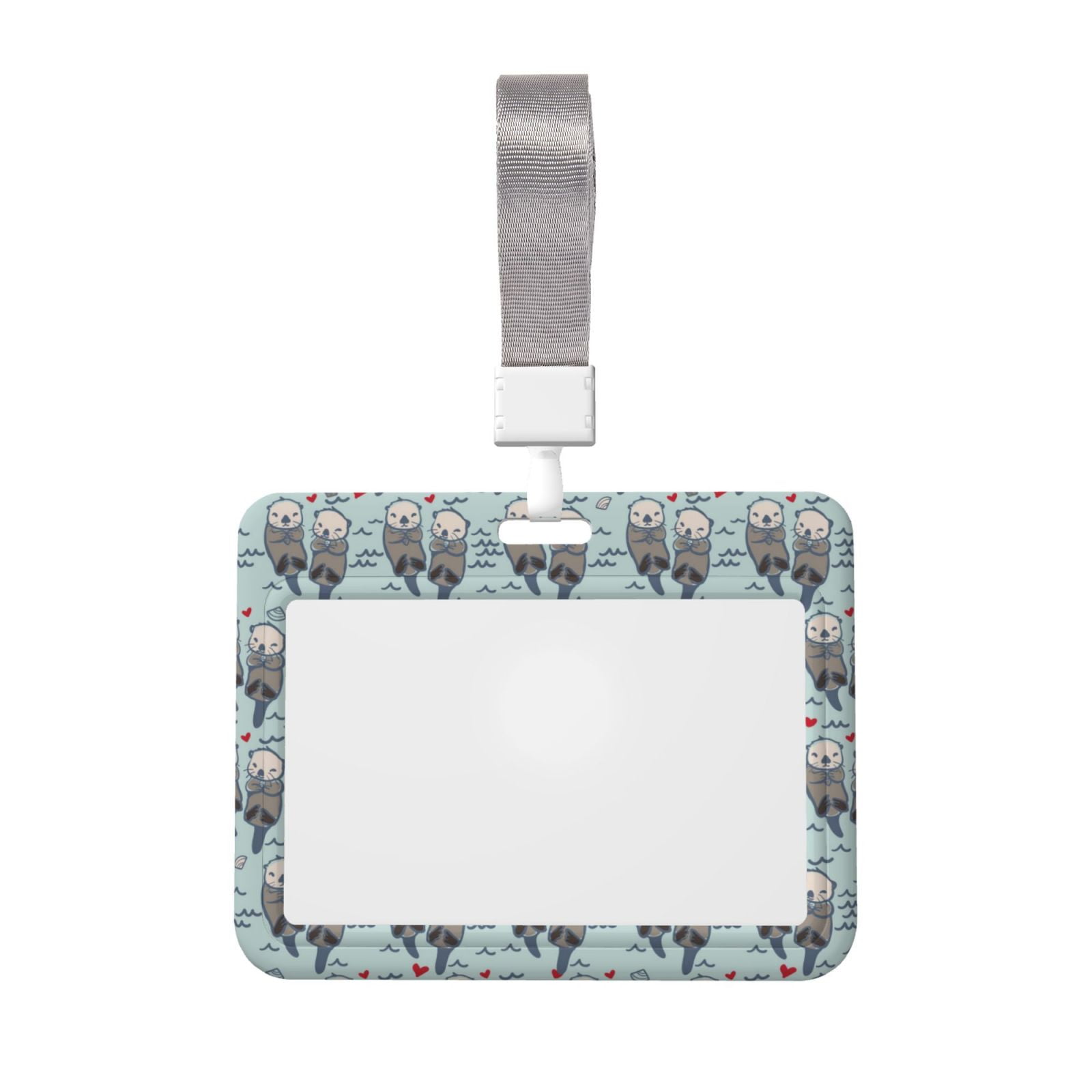Zufioo Sea Otter Print Work Badge Protective Case, Waterproof Lanyard ...