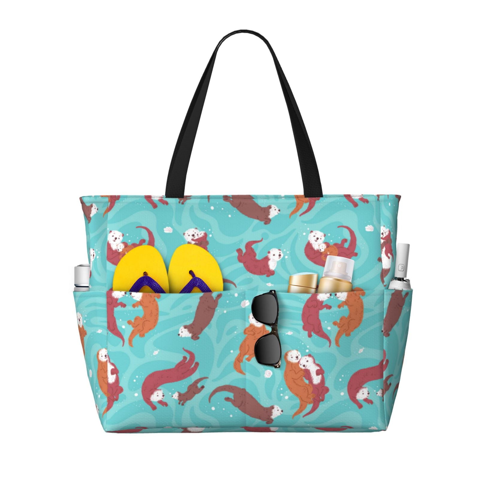 Zufioo Sea Otters Family In Blue Water Print Large Capacity Beach ...