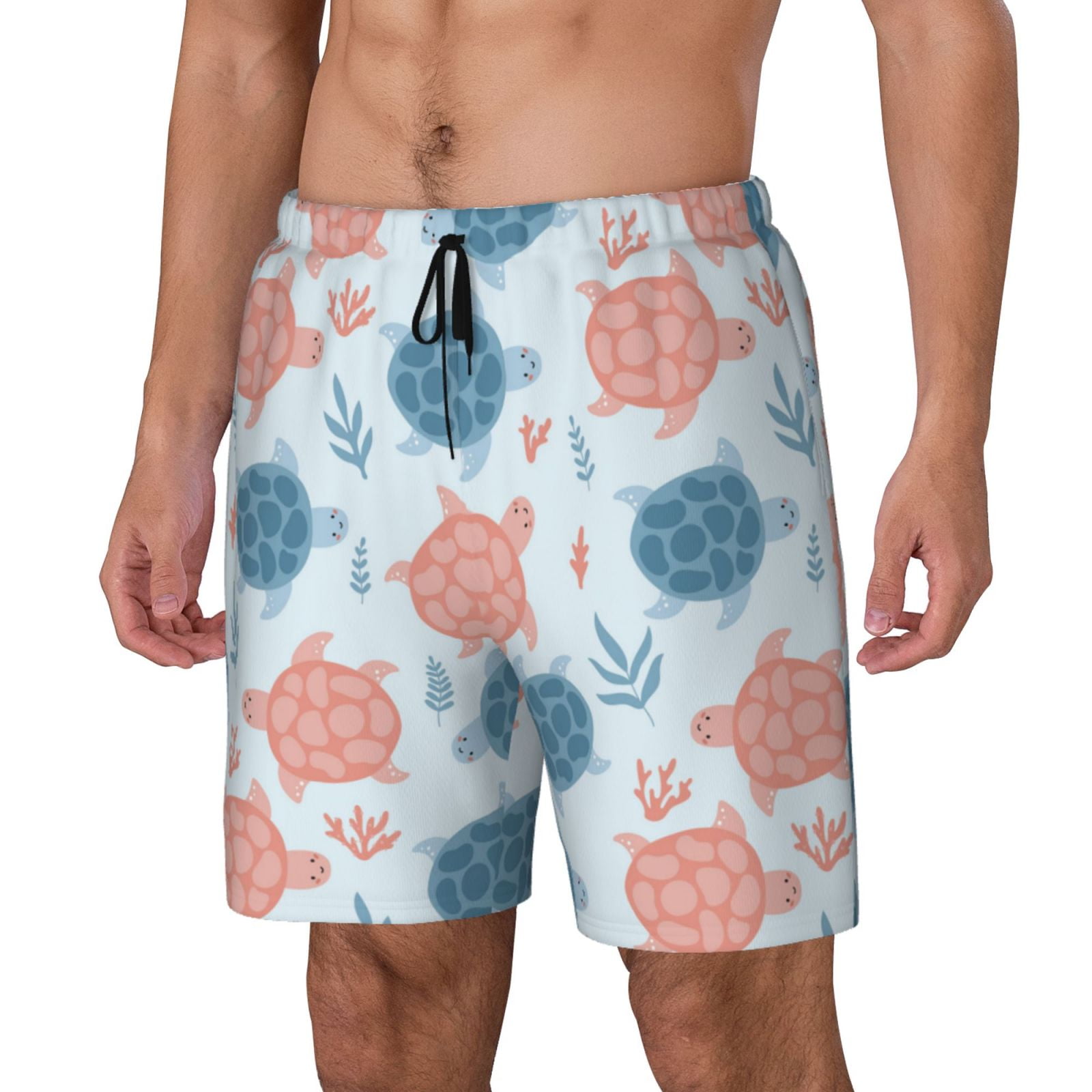 Zufioo Sea Turtle Mens Swimsuit Trunks with Compression Liner,Quick Dry ...