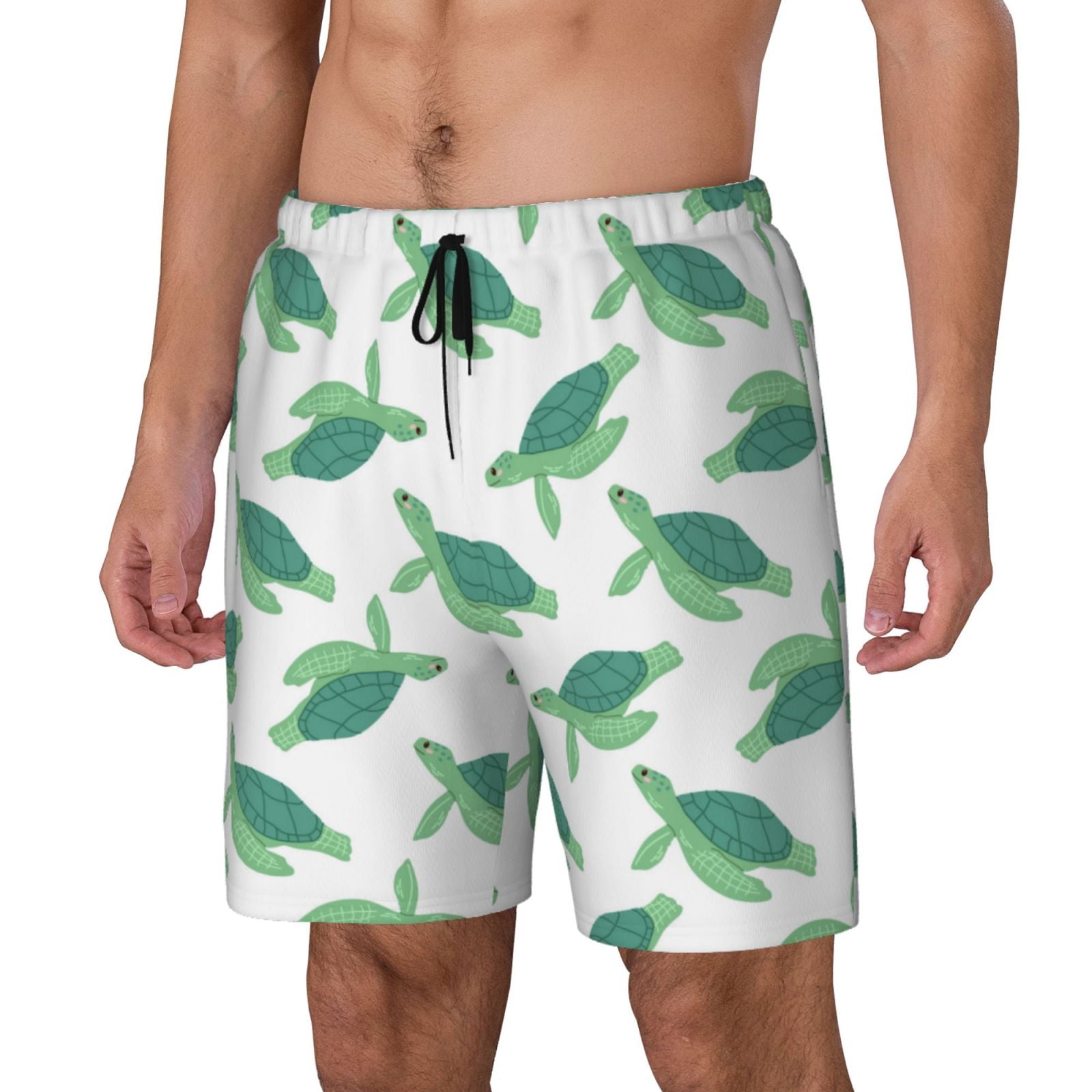 Zufioo Sea Turtle Mens Swimsuit Trunks with Compression Liner,Quick Dry ...