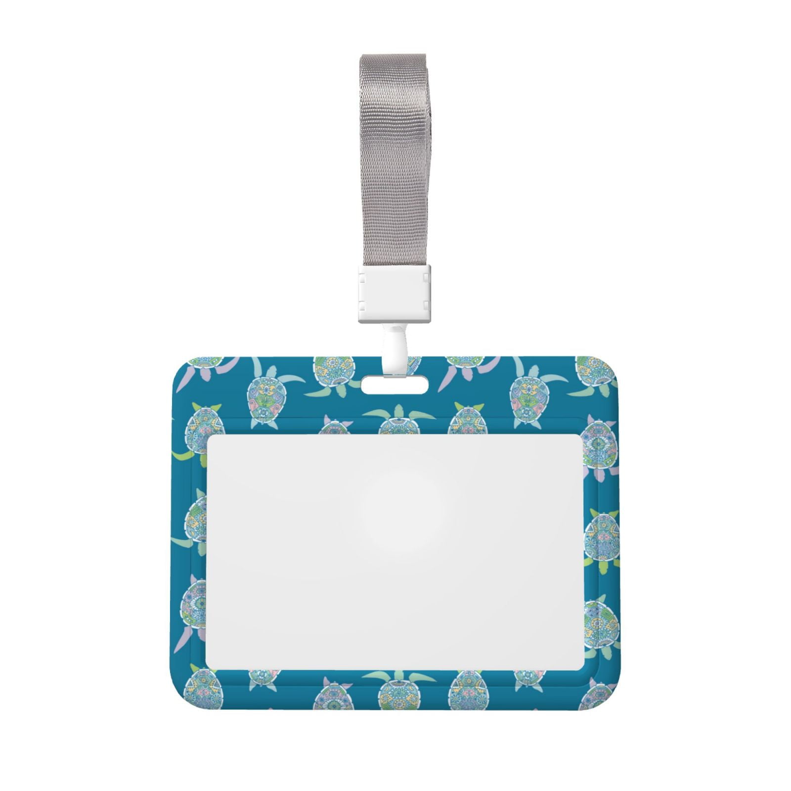 Zufioo Sea Turtle Print Work Badge Protective Case, Waterproof Lanyard ...