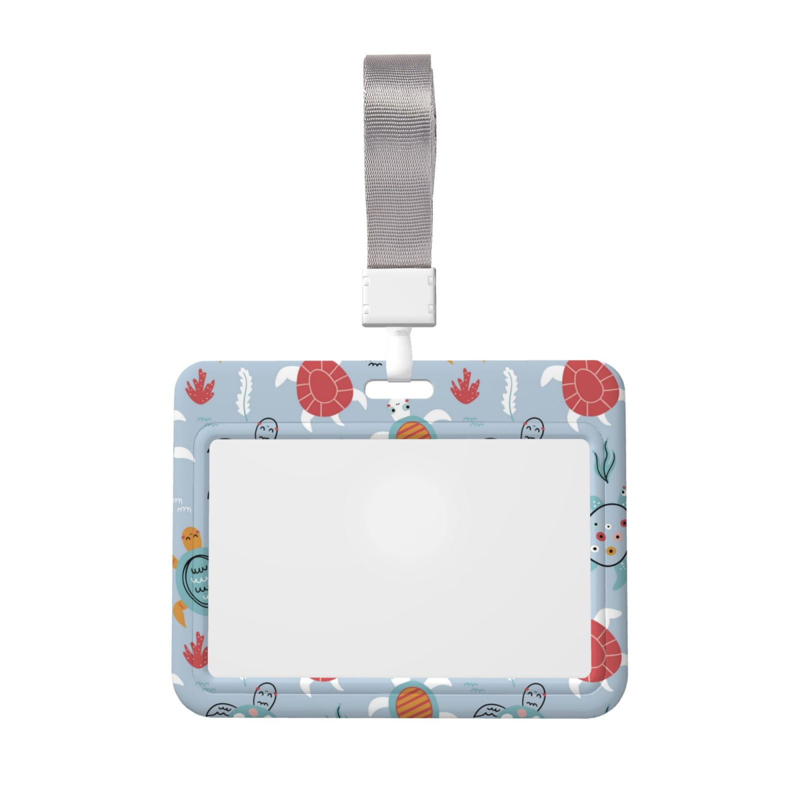 Zufioo Sea Turtle Print Work Badge Protective Case, Waterproof Lanyard ...