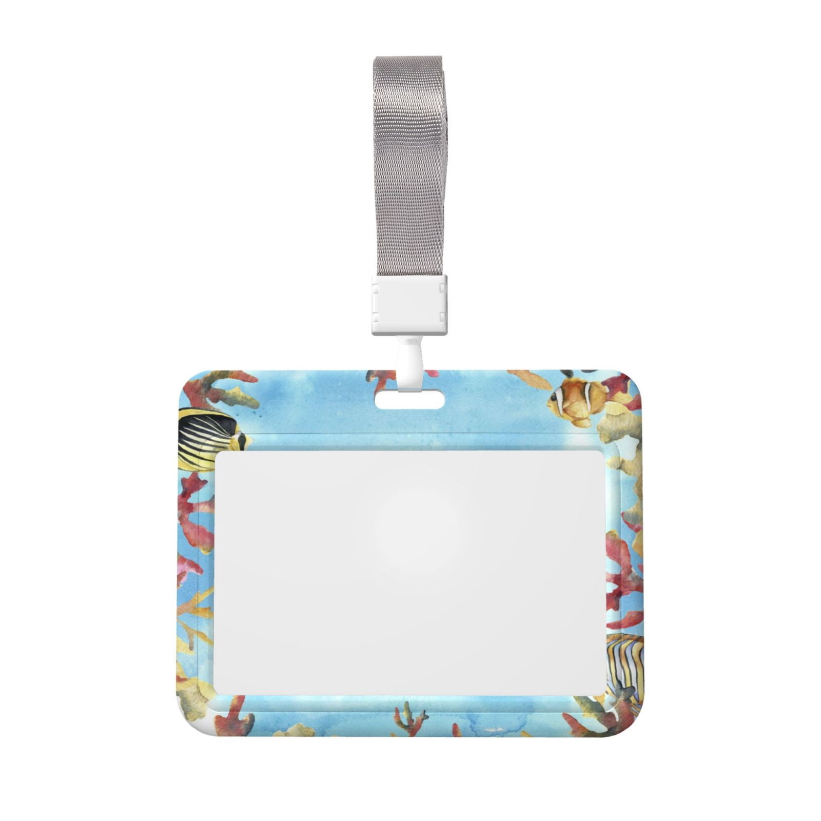 Zufioo Sea and Fish Print Work Badge Protective Case, Waterproof ...