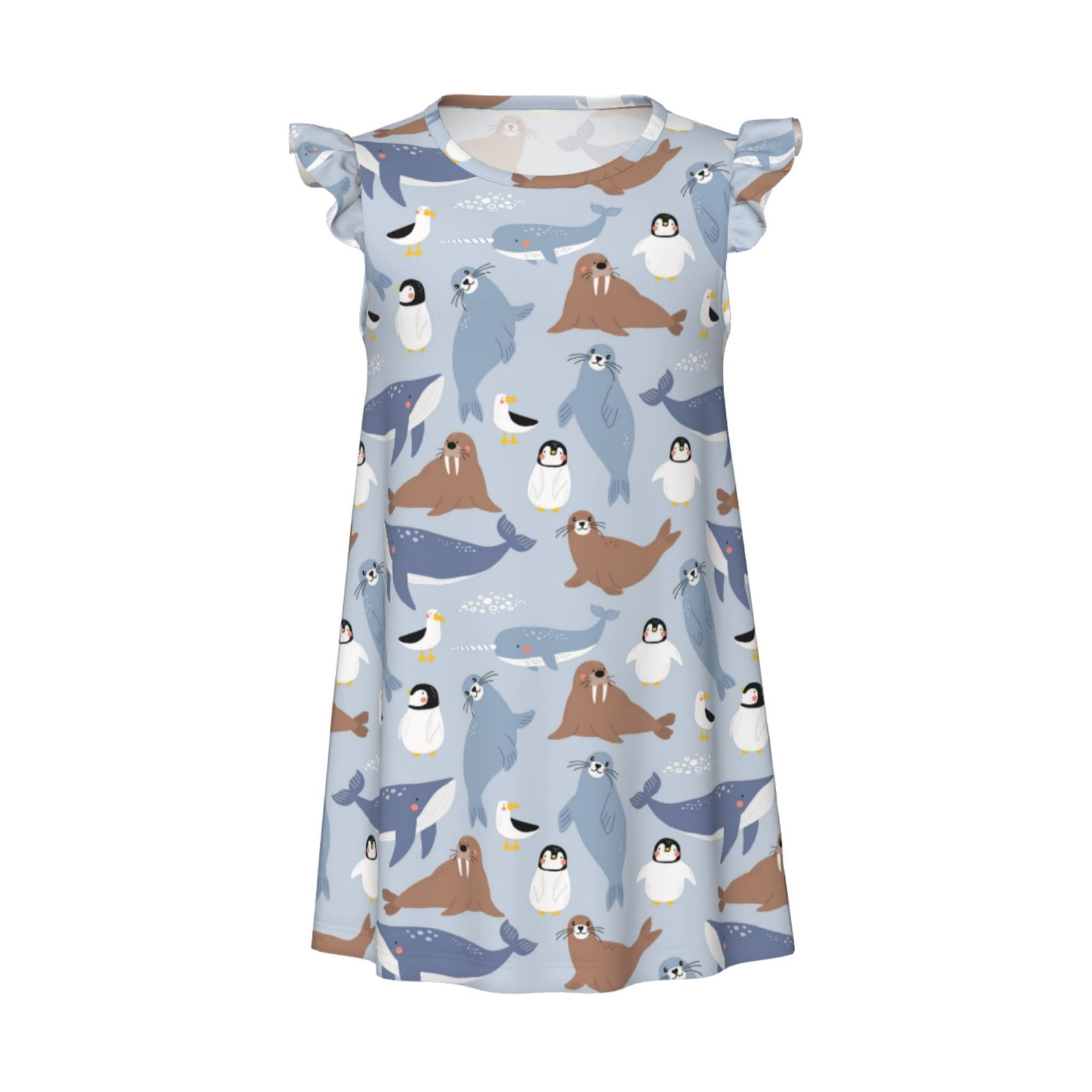 Zufioo Seal Fox Seagull Whales Girls Nightgowns Toddler Girl Pajamas ...
