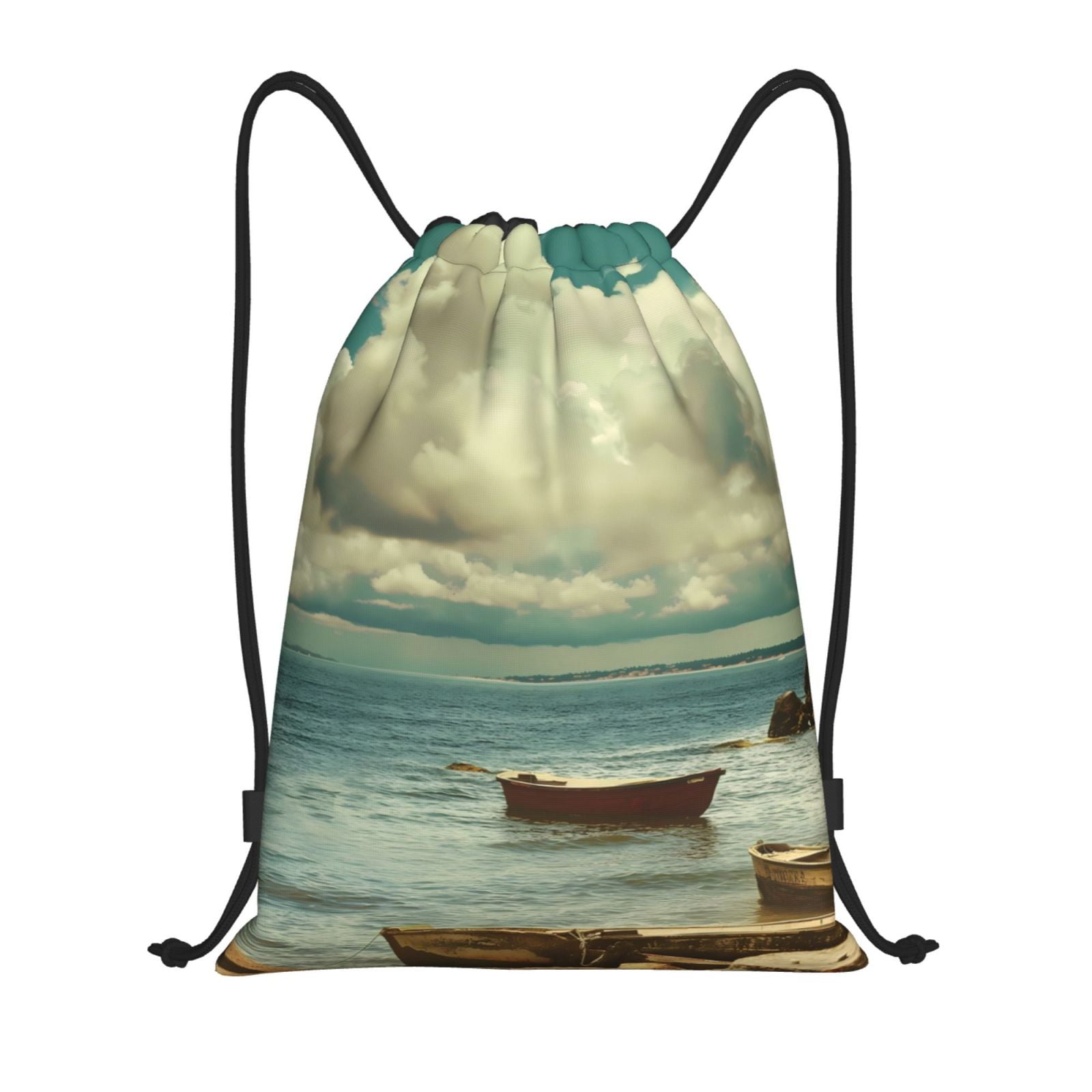 Zufioo Serene Coastal Blue Sky Sports Cinch Sack Gym String Bags ...