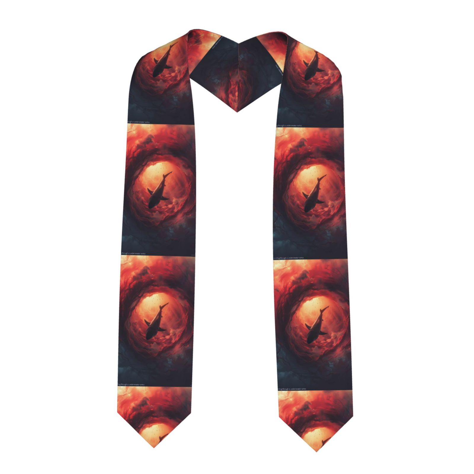 Zufioo Shark Underwater Vortex Print Graduation Shawl Ribbon ...