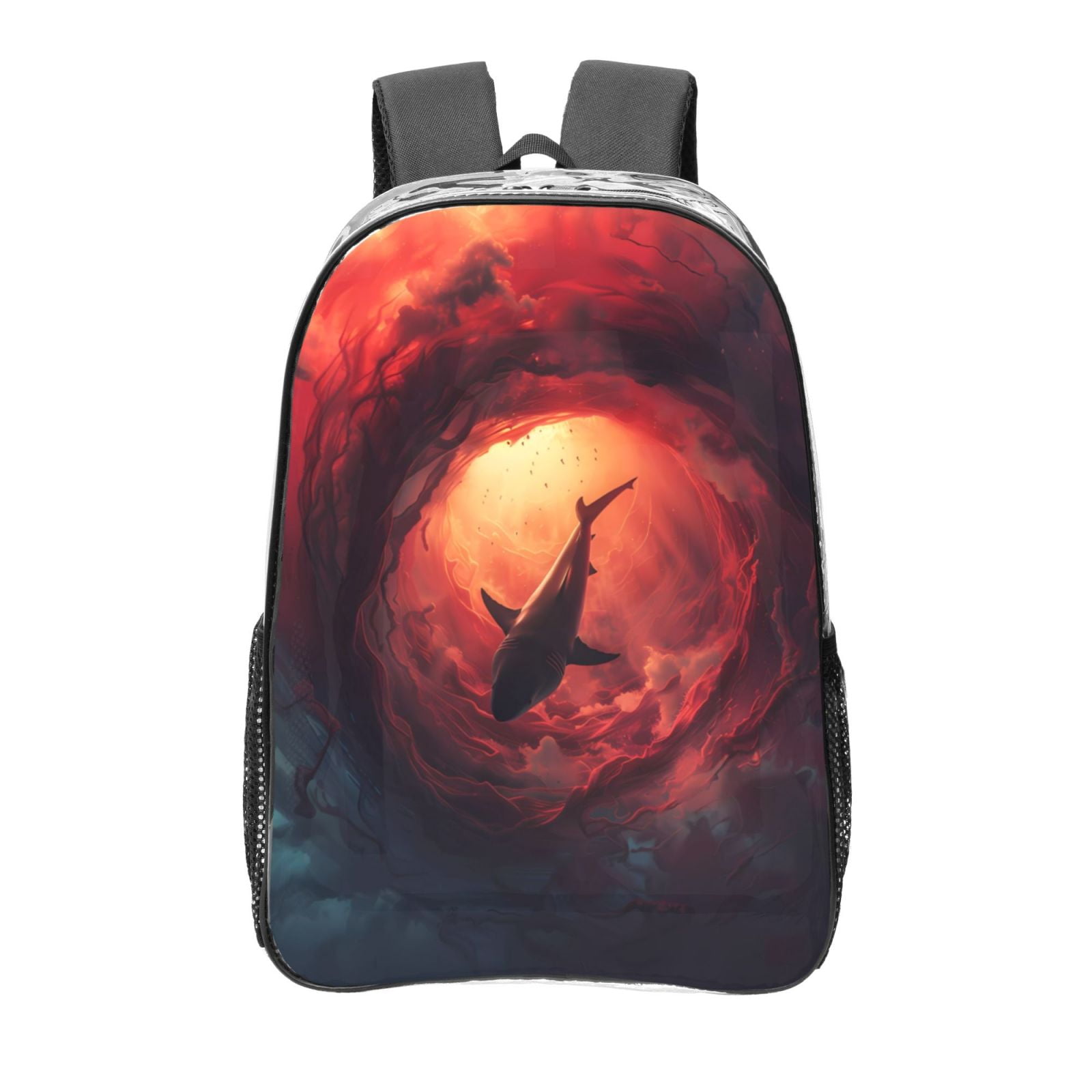 Zufioo Shark Underwater Vortex Print Transparent Backpack, 16-inch PVC ...
