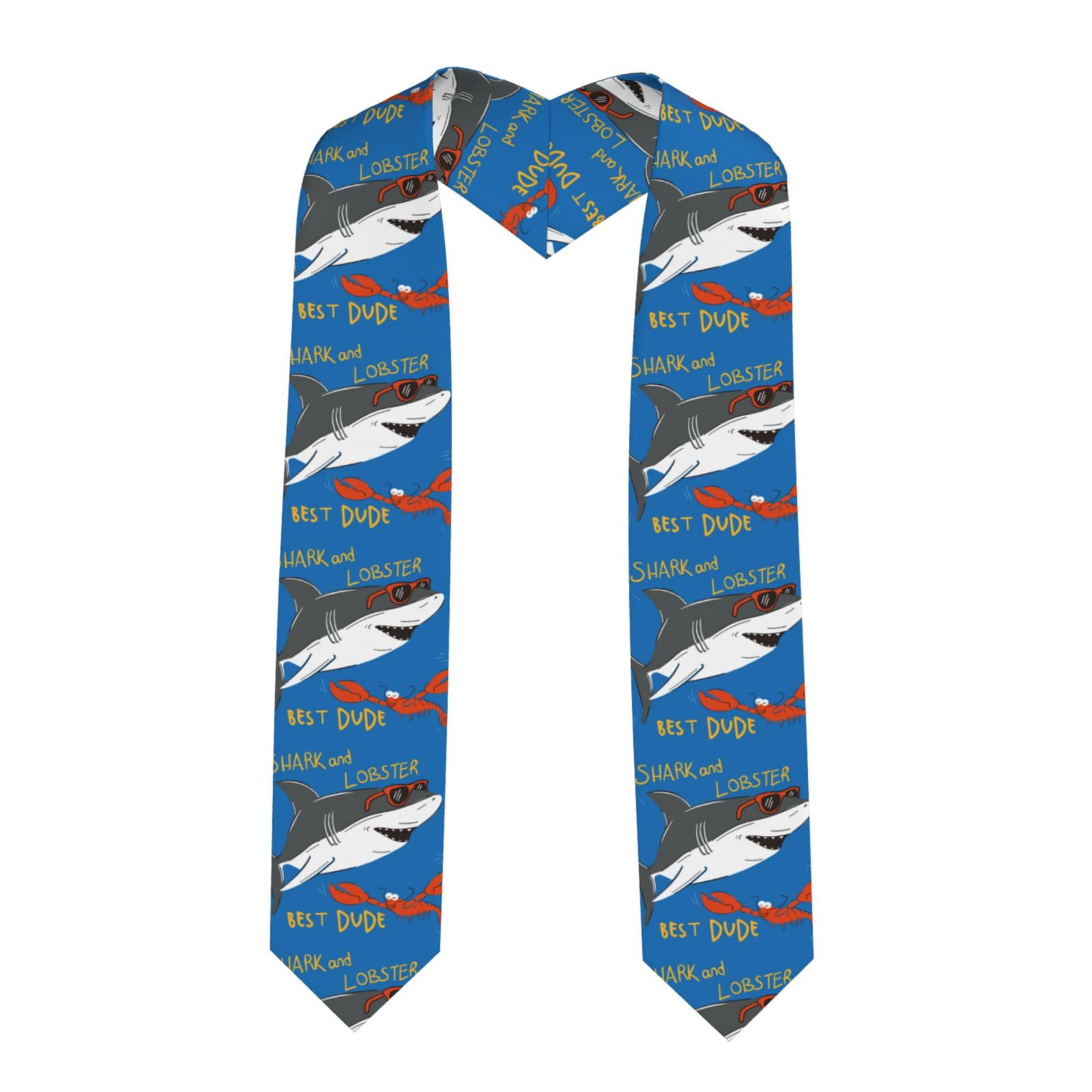 Zufioo Shark With Sunglasses and Lobste Print Graduation Shawl Ribbon ...