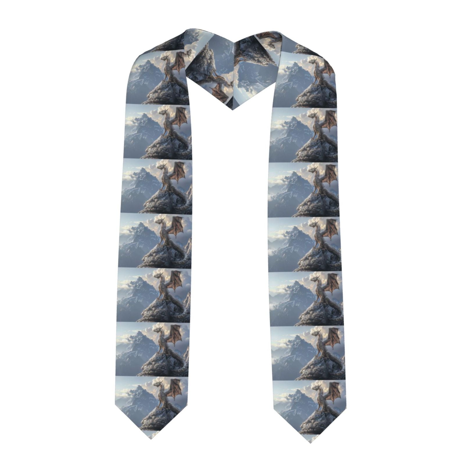 Zufioo Silver Dragon Mountain Peaks Print Graduation Shawl Ribbon ...