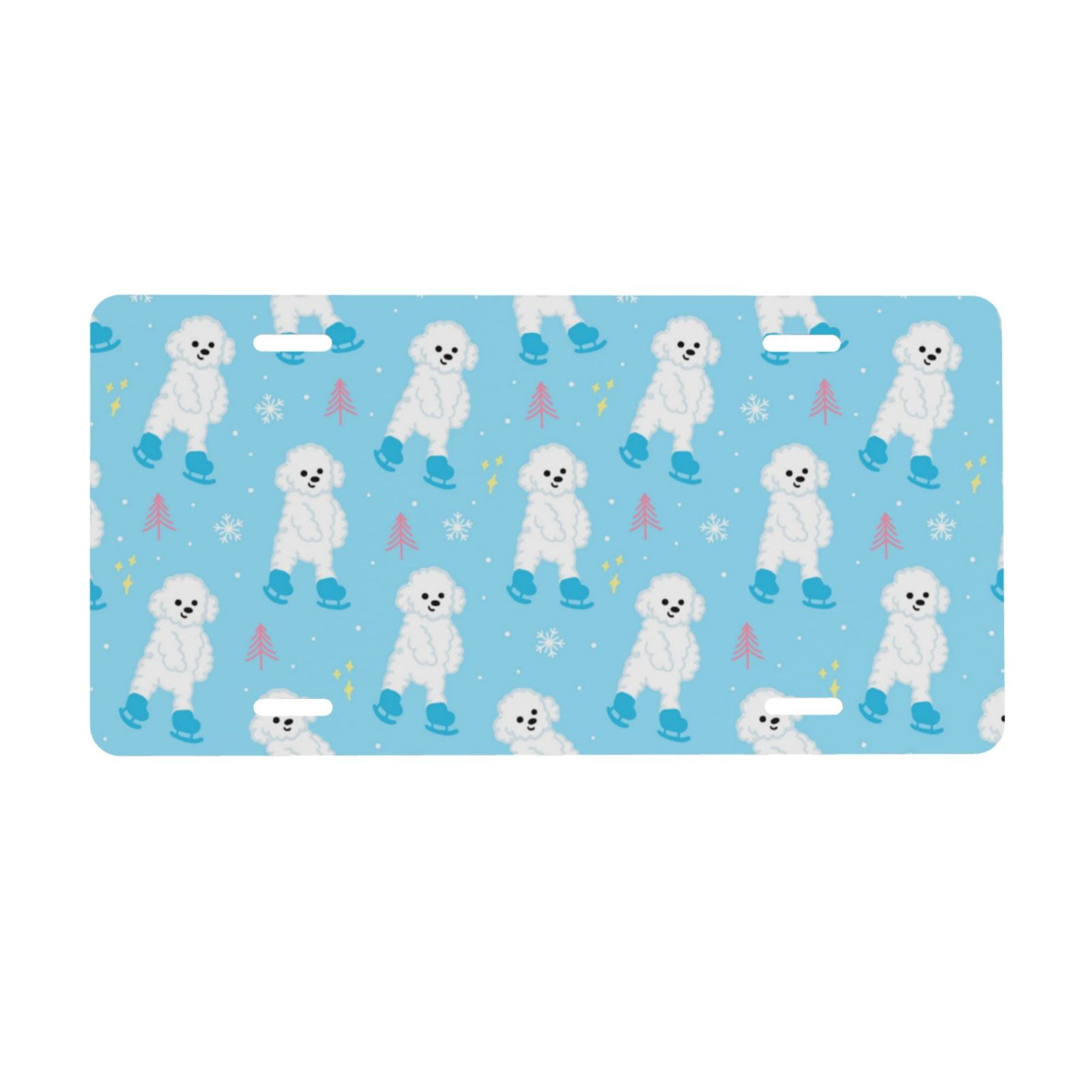 Zufioo Skating Poodle Fun Print Car Aluminum Front License Plate, 12x6 ...