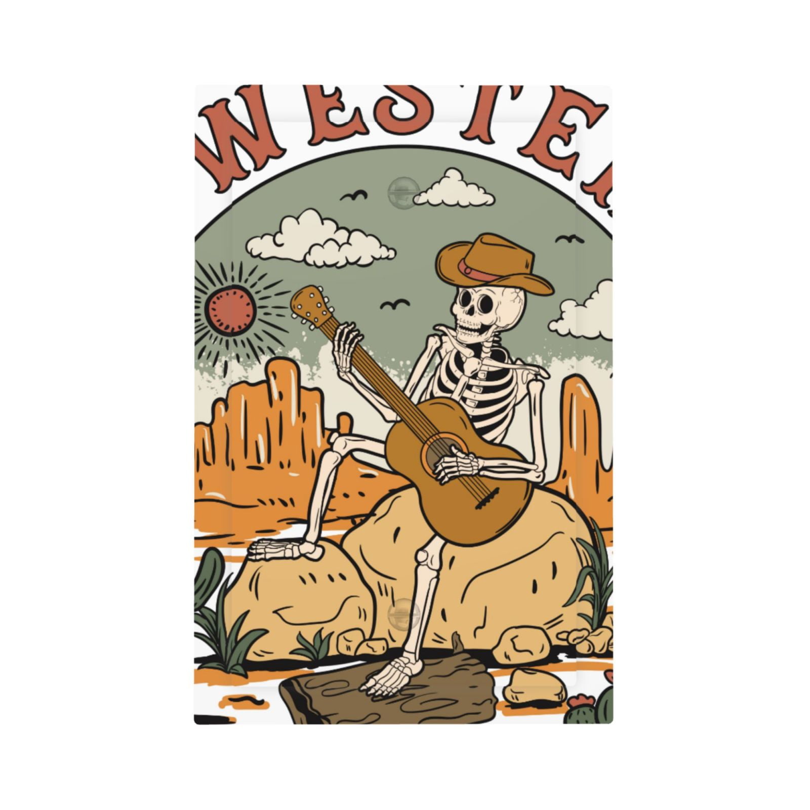Zufioo Skeleton Cowboy And Guitar Print Switch Wall Plate, Dustproof ...
