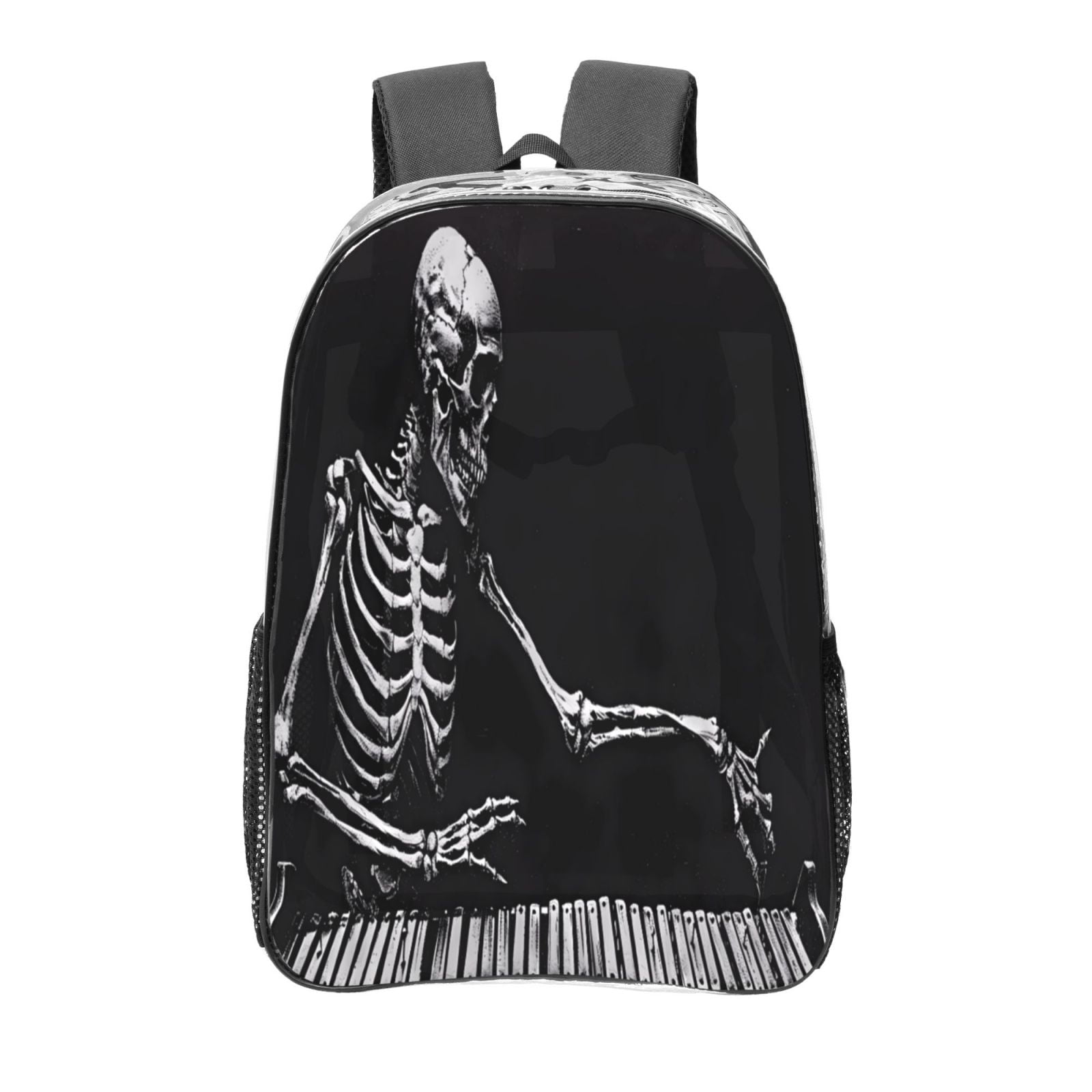 Zufioo Skeleton Playing Xylophone Print Transparent Backpack, 16-inch ...