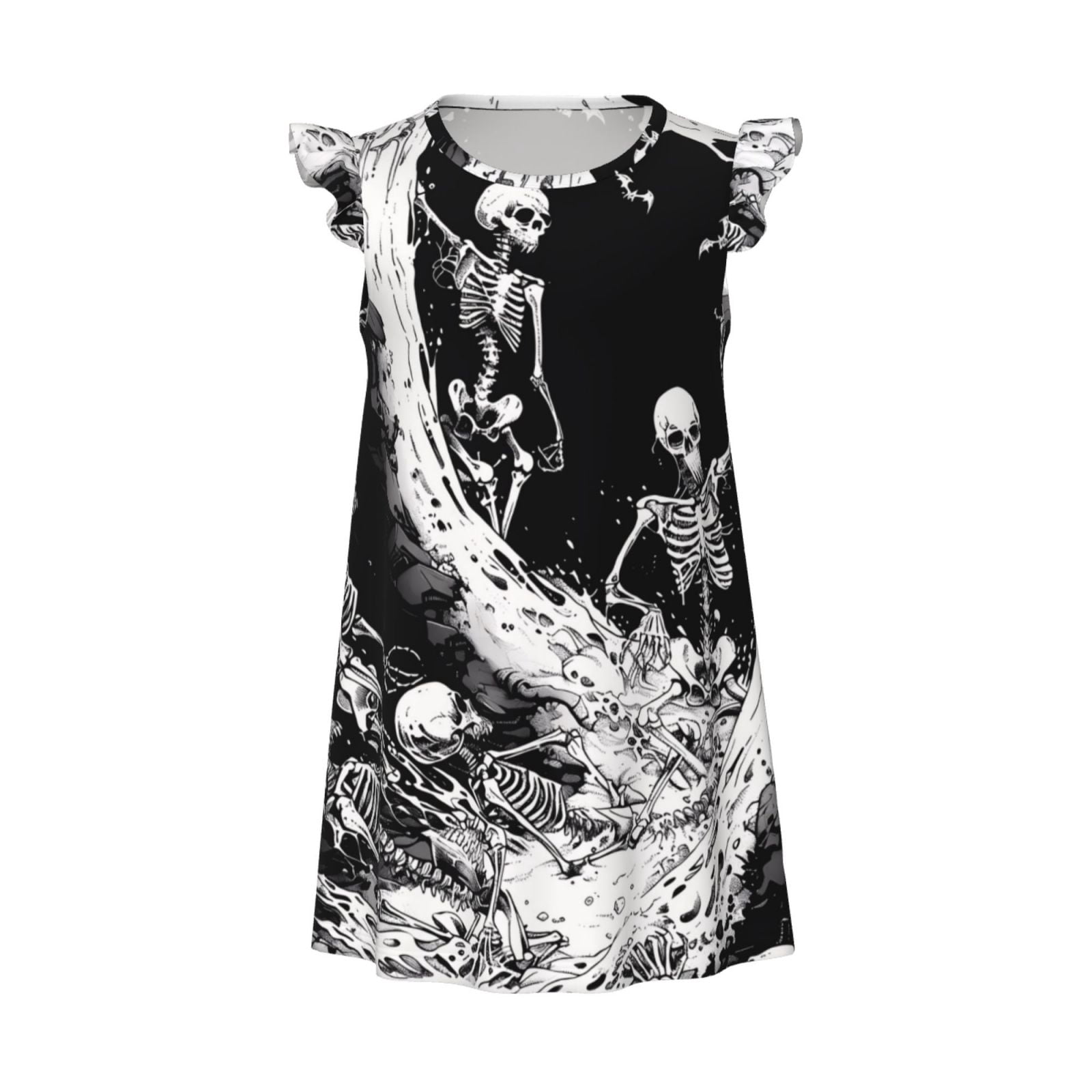 Zufioo Skeleton Wave Artwork Girls Nightgowns Toddler Girl Pajamas Soft ...