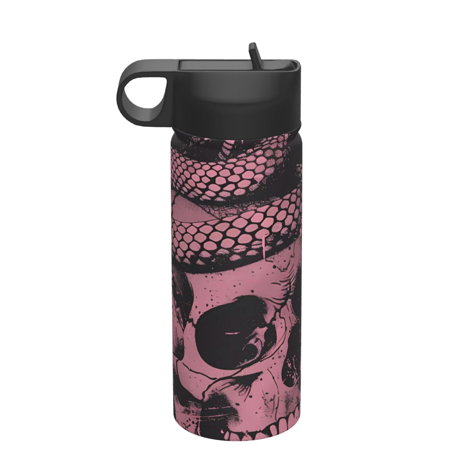 Zufioo Skull and Snake Art Print 18OZ Insulated Space Bottle with Straw ...