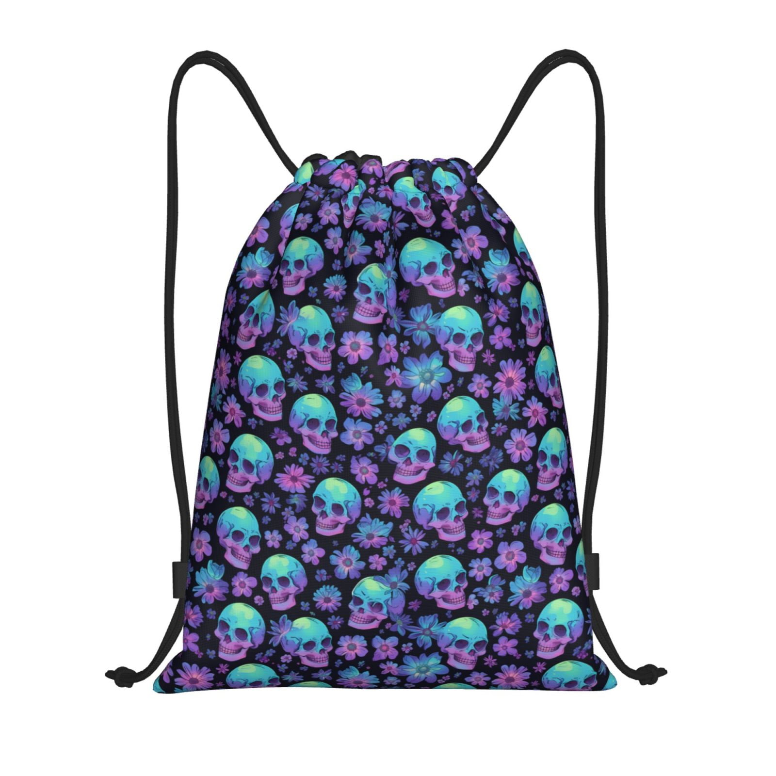 Zufioo Skull daisy Gradient Sports Cinch Sack Gym String Bags Machine ...