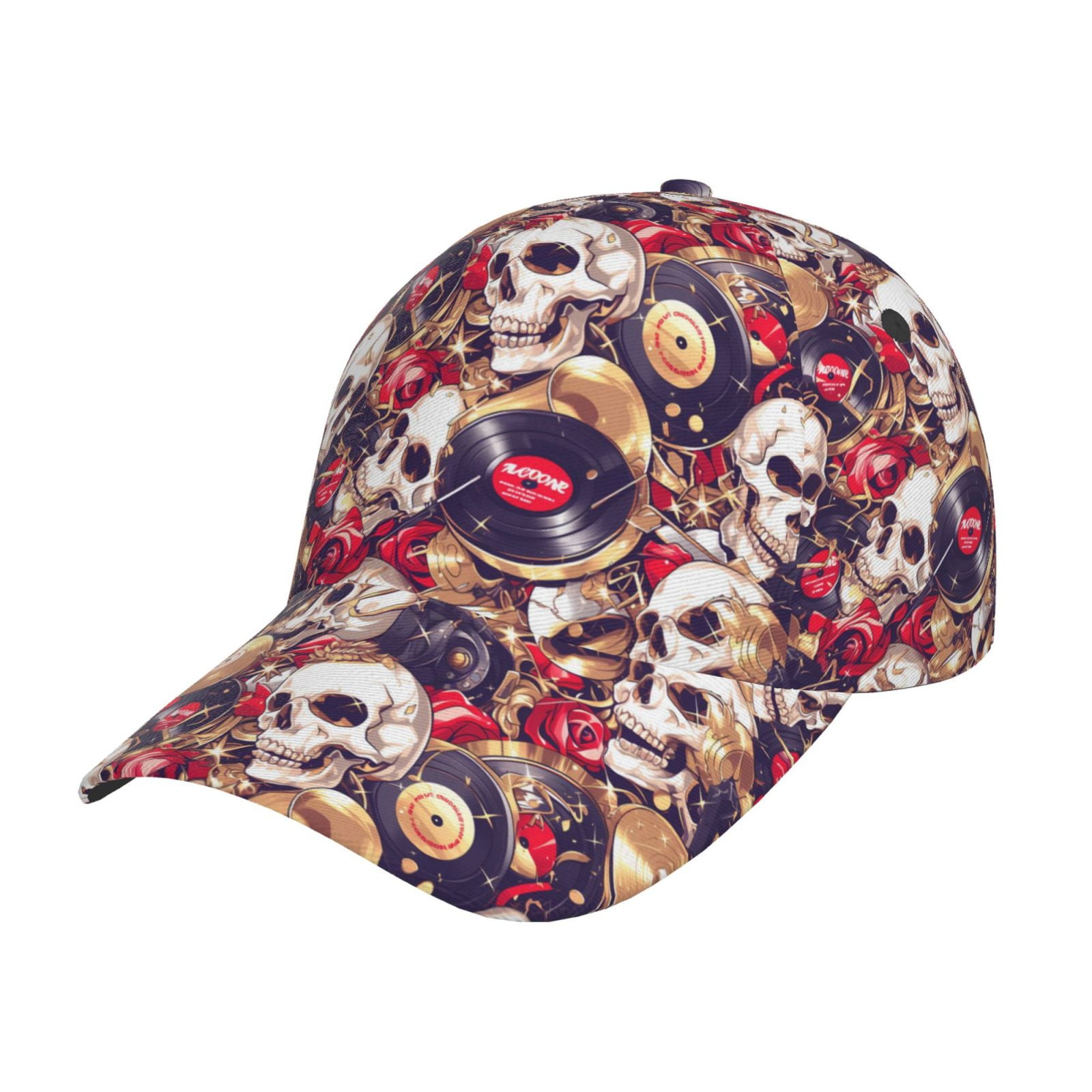 Zufioo Skull record artist Baseball Cap Hats for Men and Women Golf Dad ...