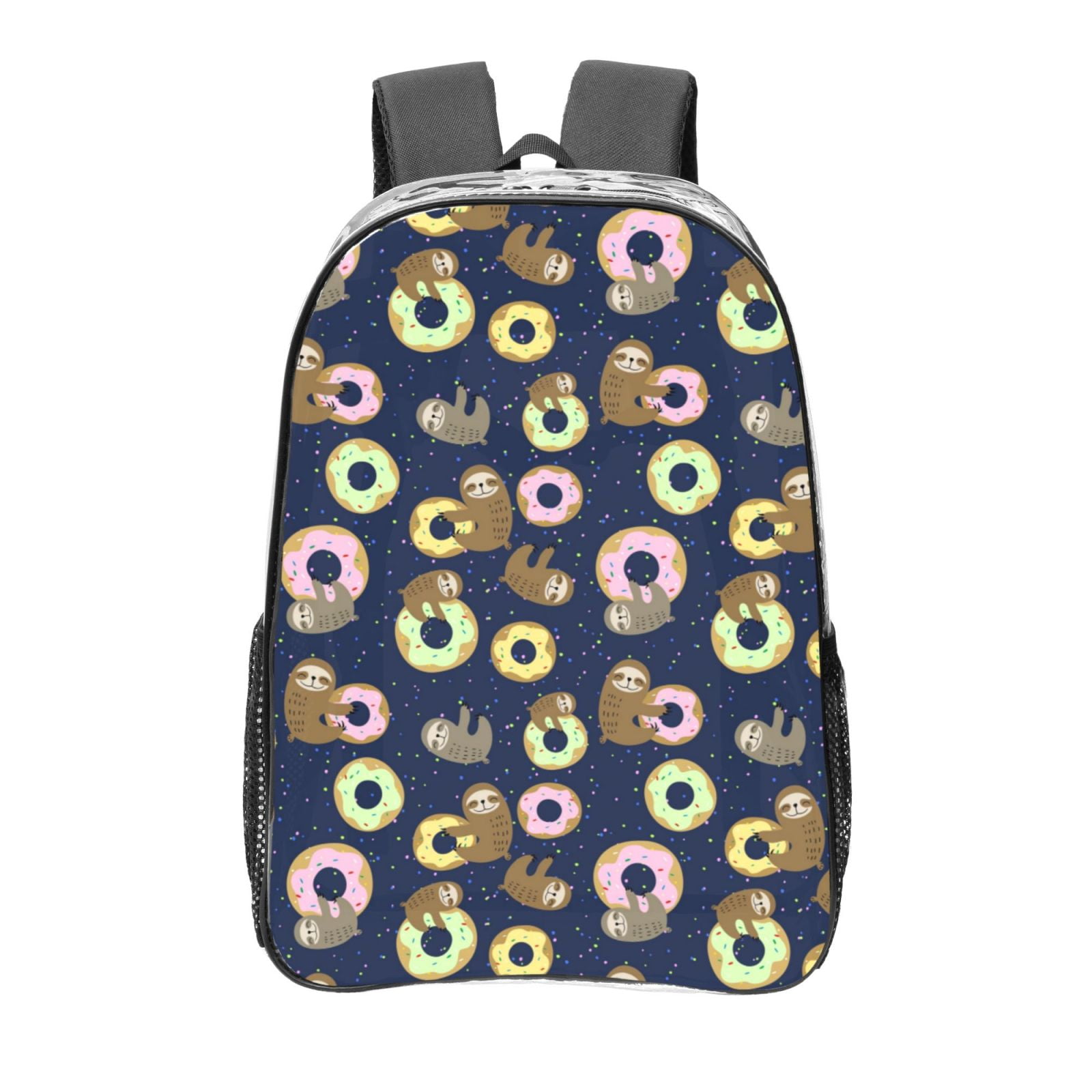 Zufioo Sloth with Donuts Print Transparent Backpack, 16-inch PVC ...