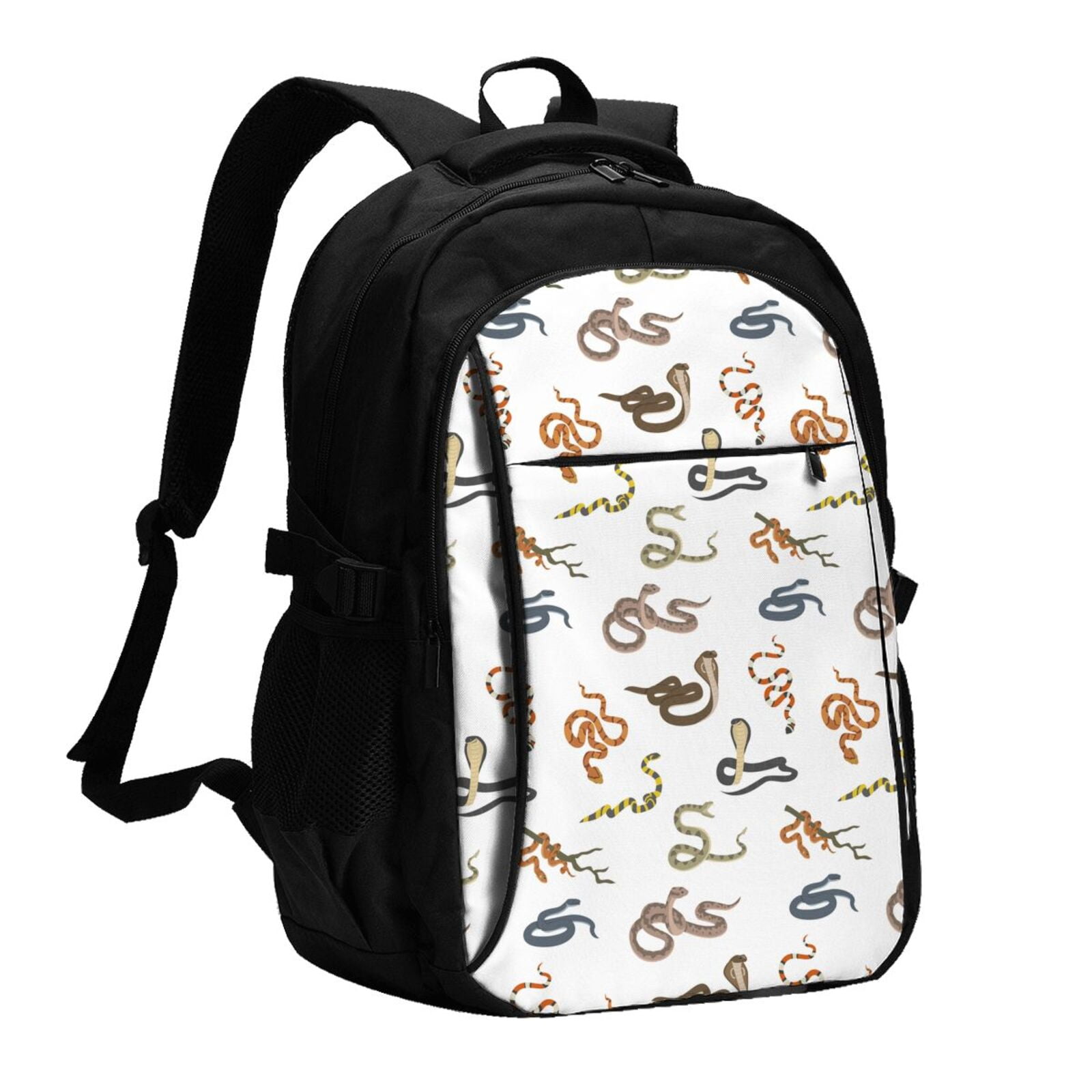 Zufioo Snake Print USB Backpack, Multi-Pocket Design Ergonomic ...