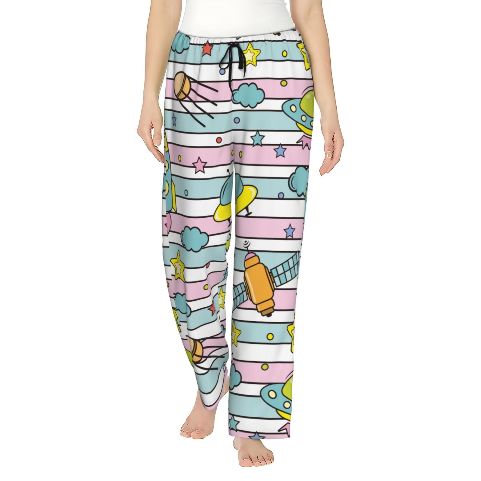 Zufioo Space Doodle Women Pajama Pants Drawstring Pajama Pants Wide Leg ...