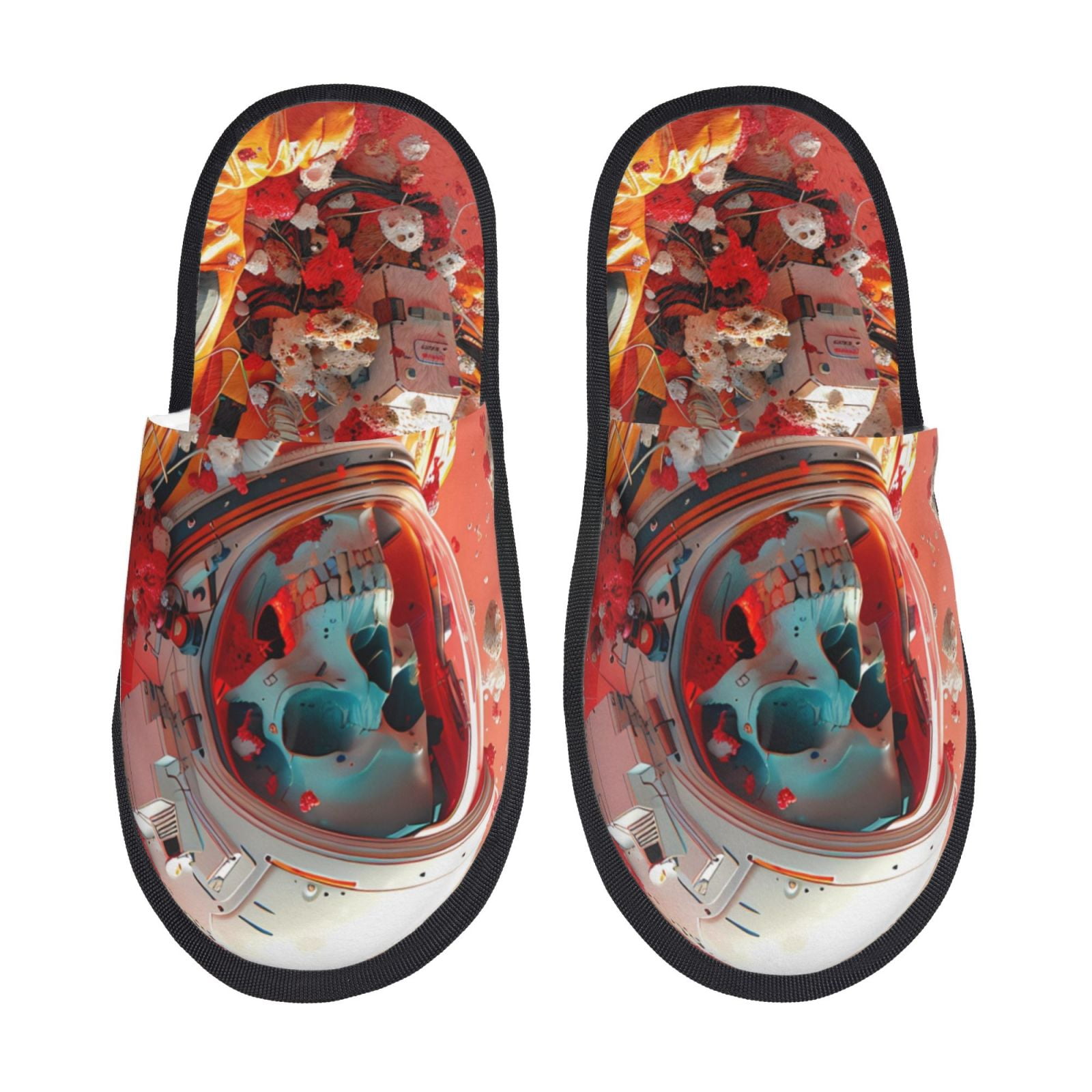 Zufioo Space Skeleton Art Print Plush Cotton Slippers, EVA Non-slip ...