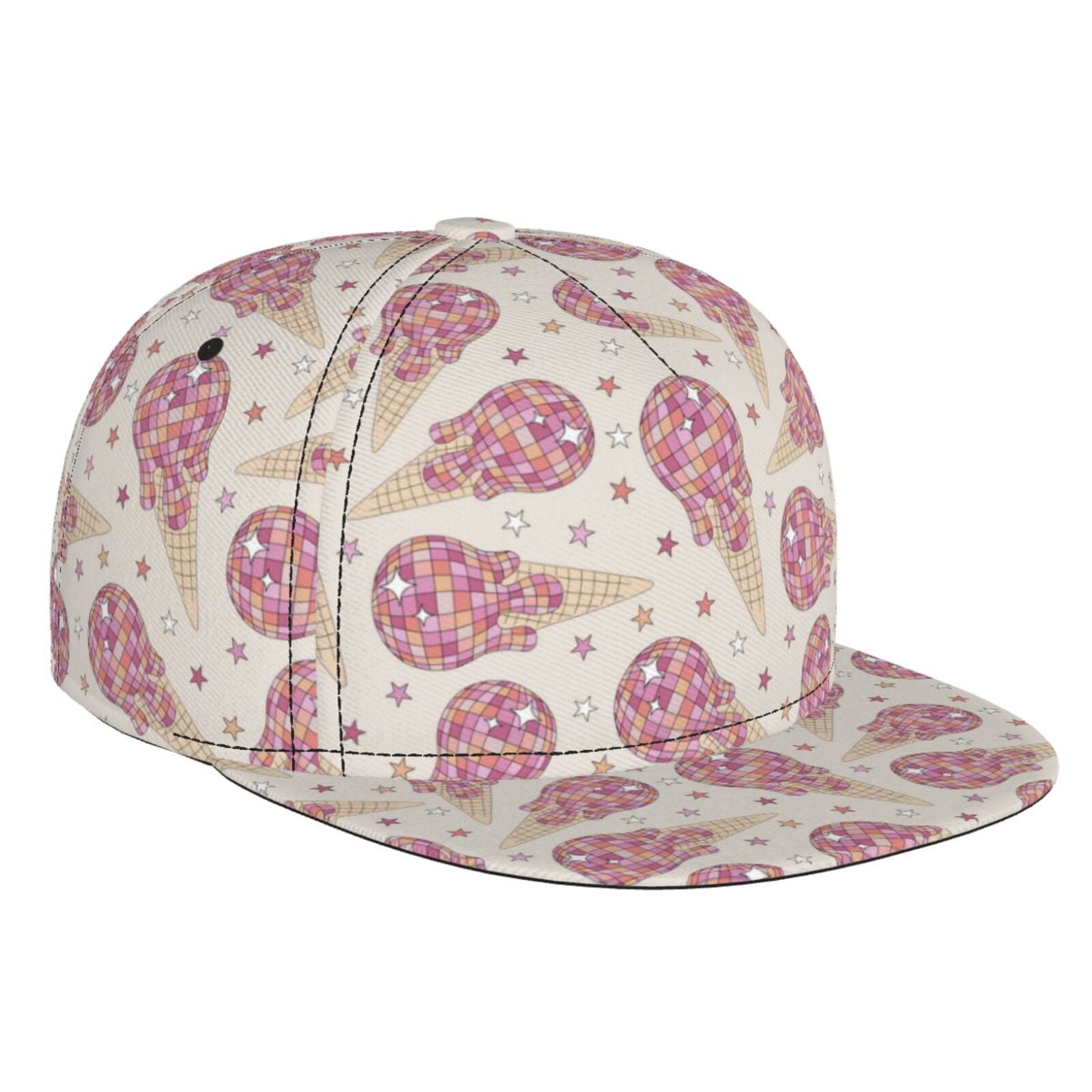 Zufioo Sparkling Ice Cream Print Flat Brim Baseball Cap, Sun Protection ...