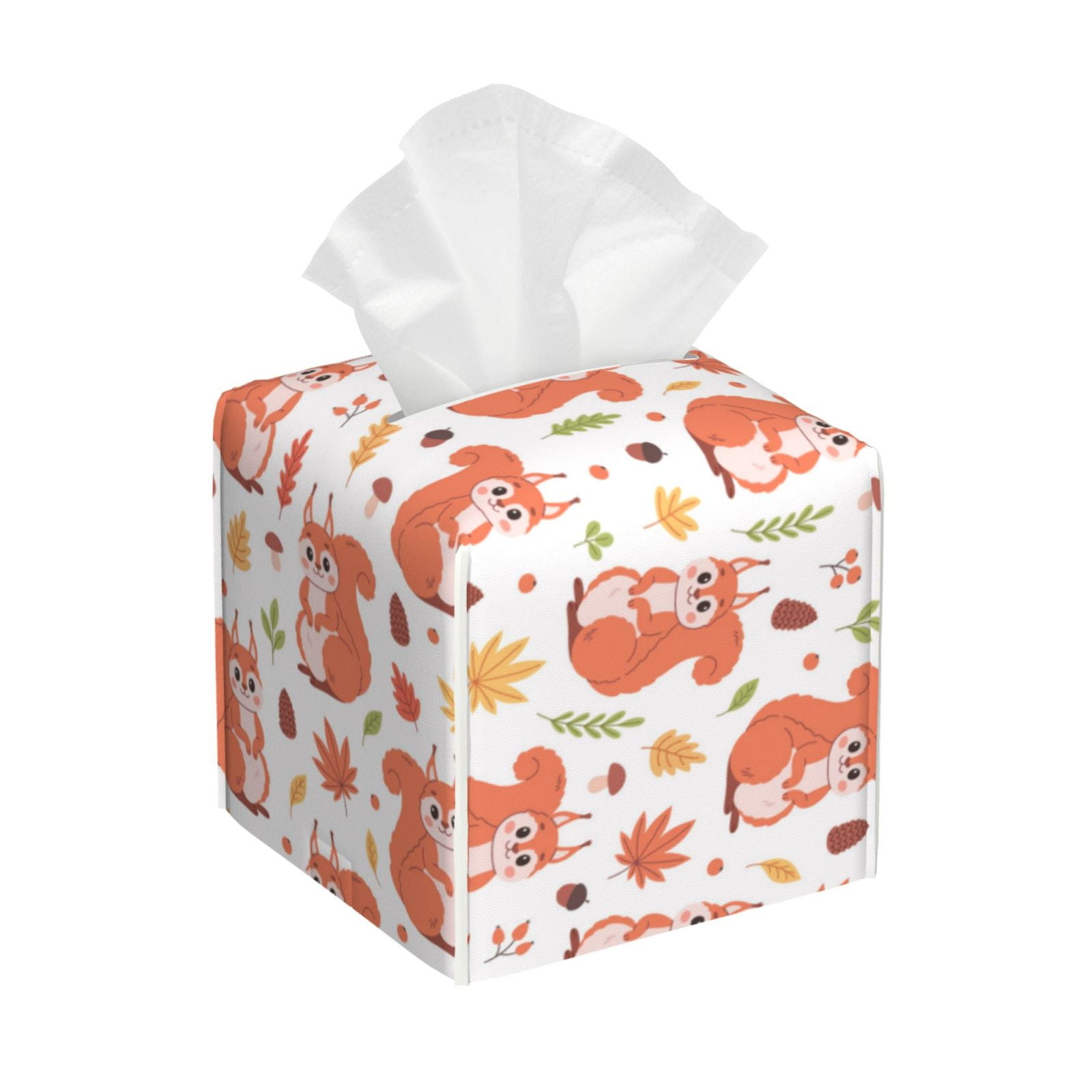 Zufioo Squirrel And Maple Leaf Tissue Box Cover, Tissue Box Cover ...