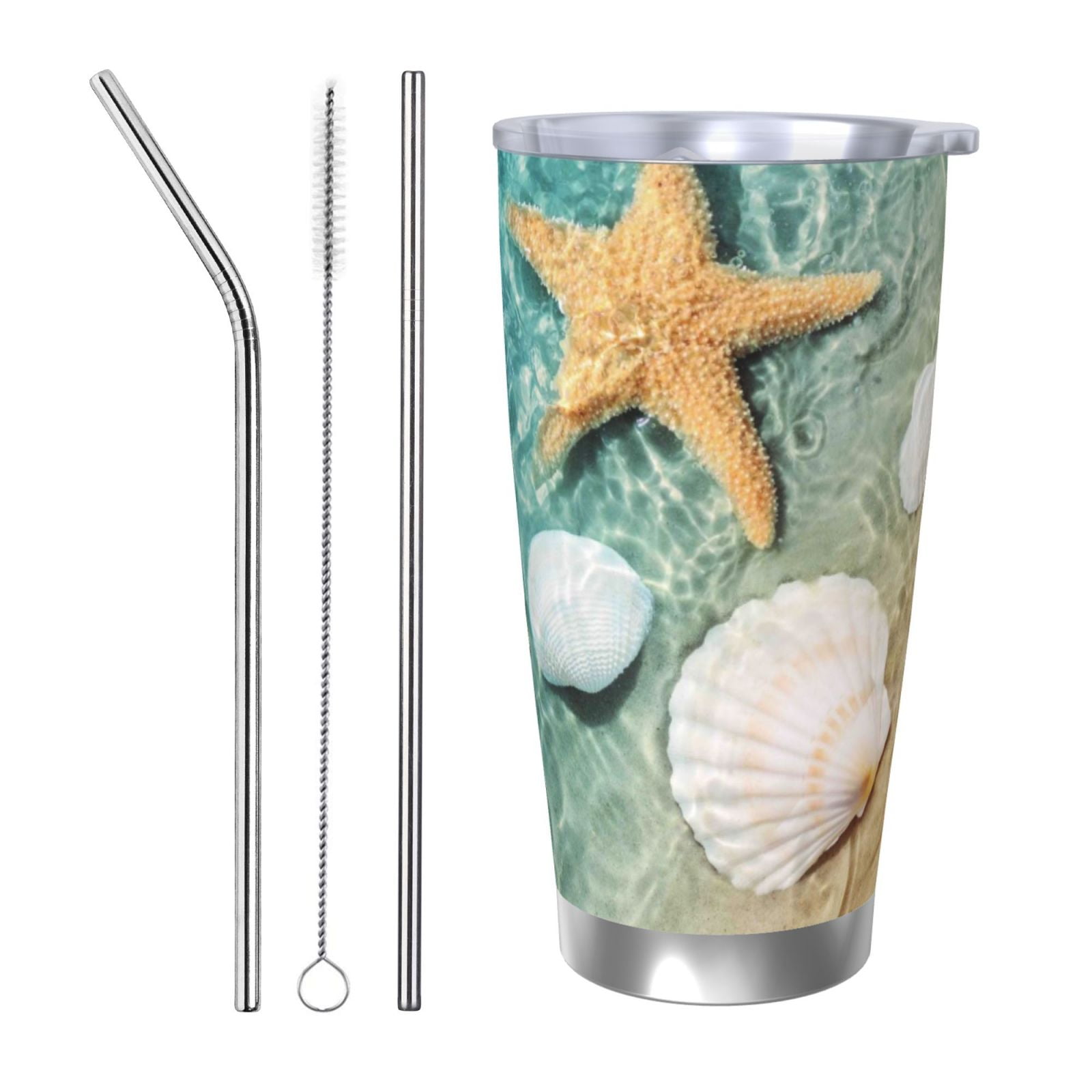 Zufioo Starfish And Seashell Print 20OZ Stainless Steel Car Cup, Direct ...