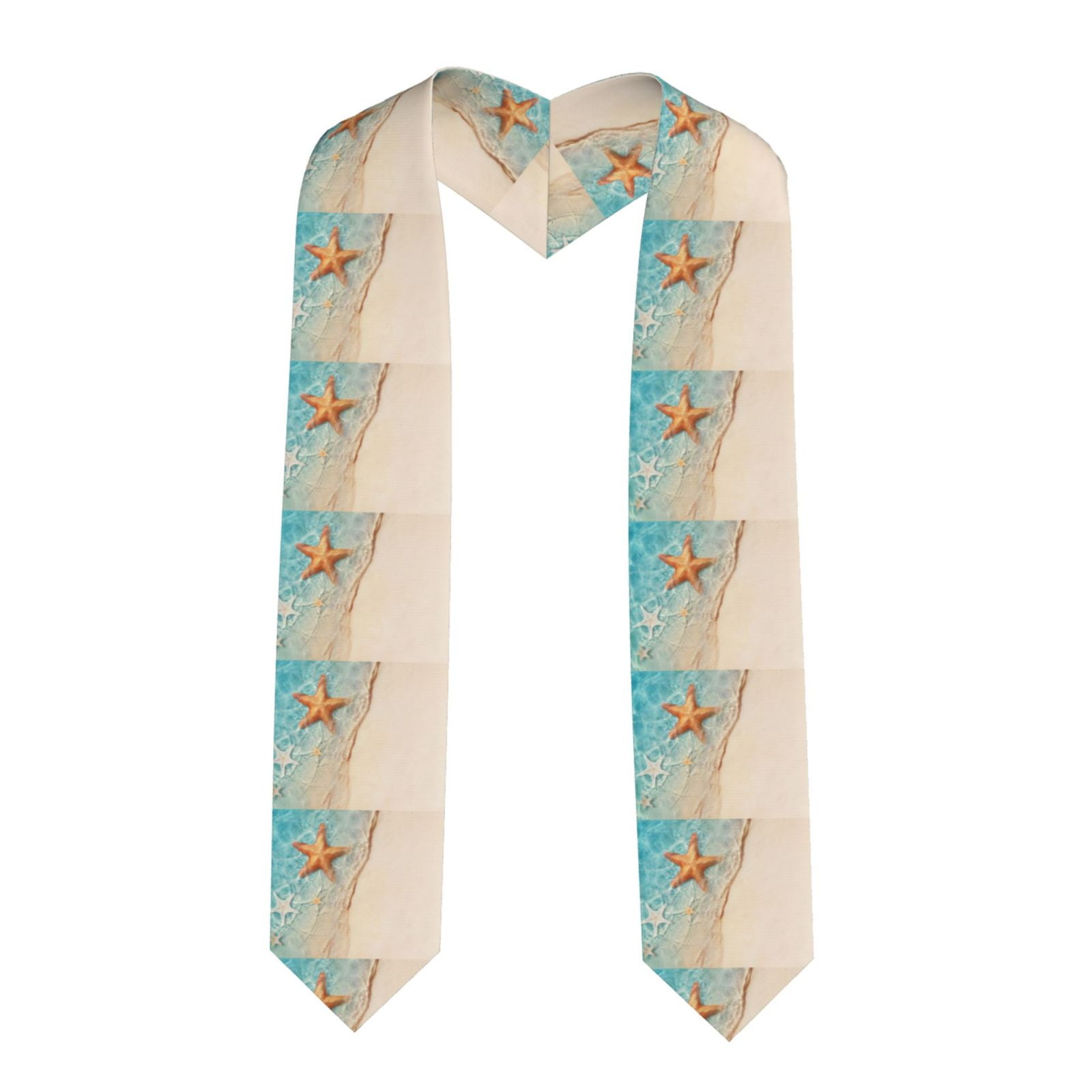 Zufioo Starfish On The Sand Beach Print Graduation Shawl Ribbon ...