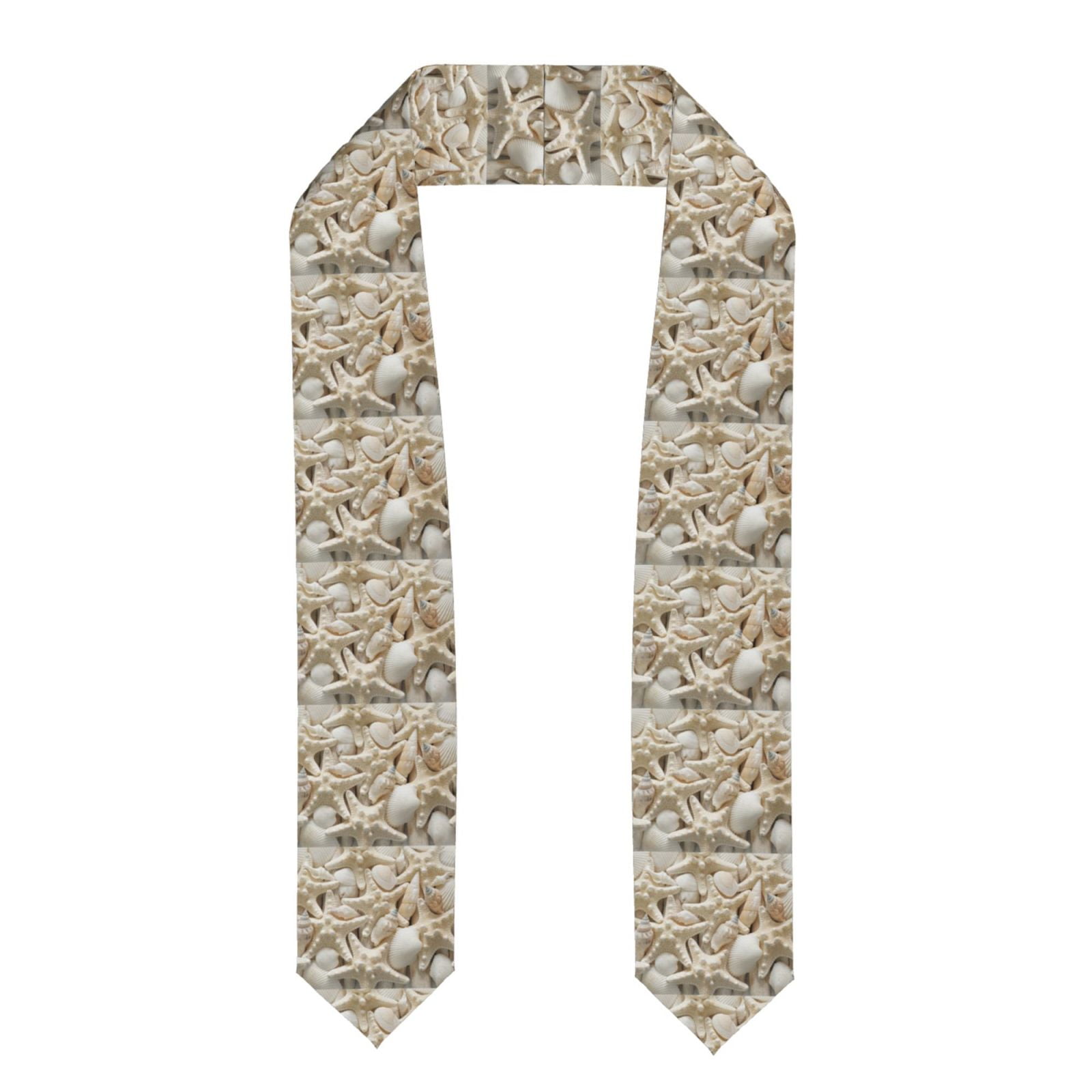 Zufioo Starfish and Sea Shells Print Graduation Shawl Ribbon ...