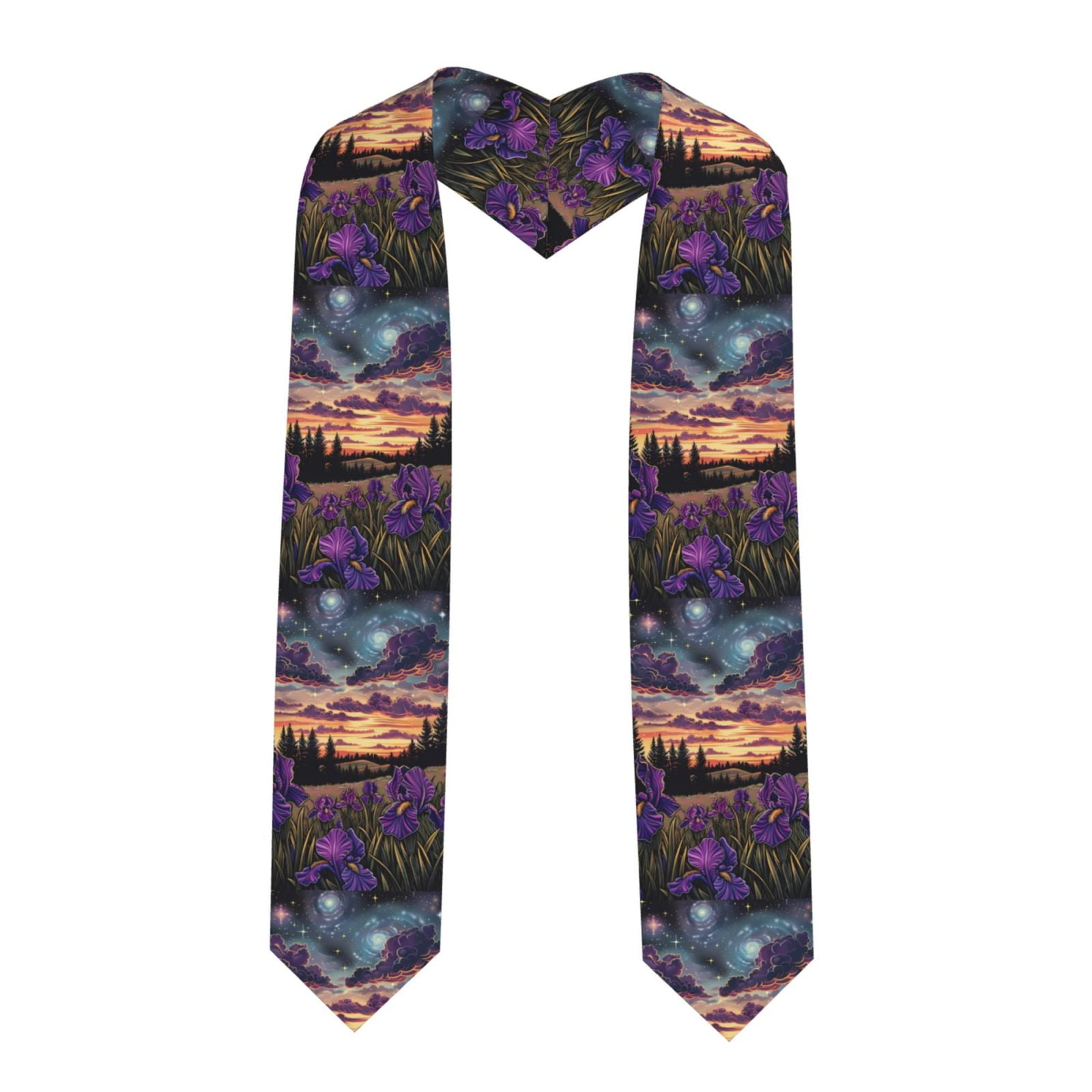 Zufioo Starry Night Purple Irises Print Graduation Shawl Ribbon ...