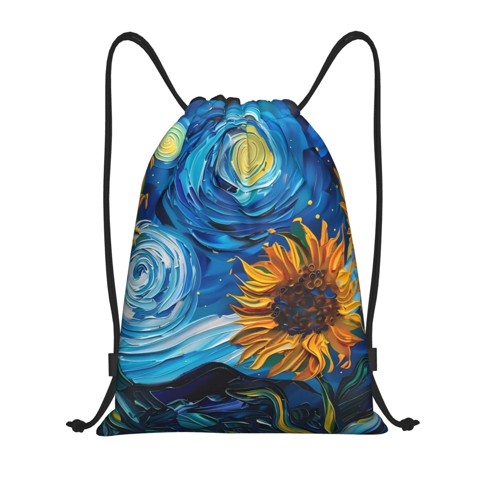 Zufioo Starry Night Sunflower Field Sports Cinch Sack Gym String Bags ...