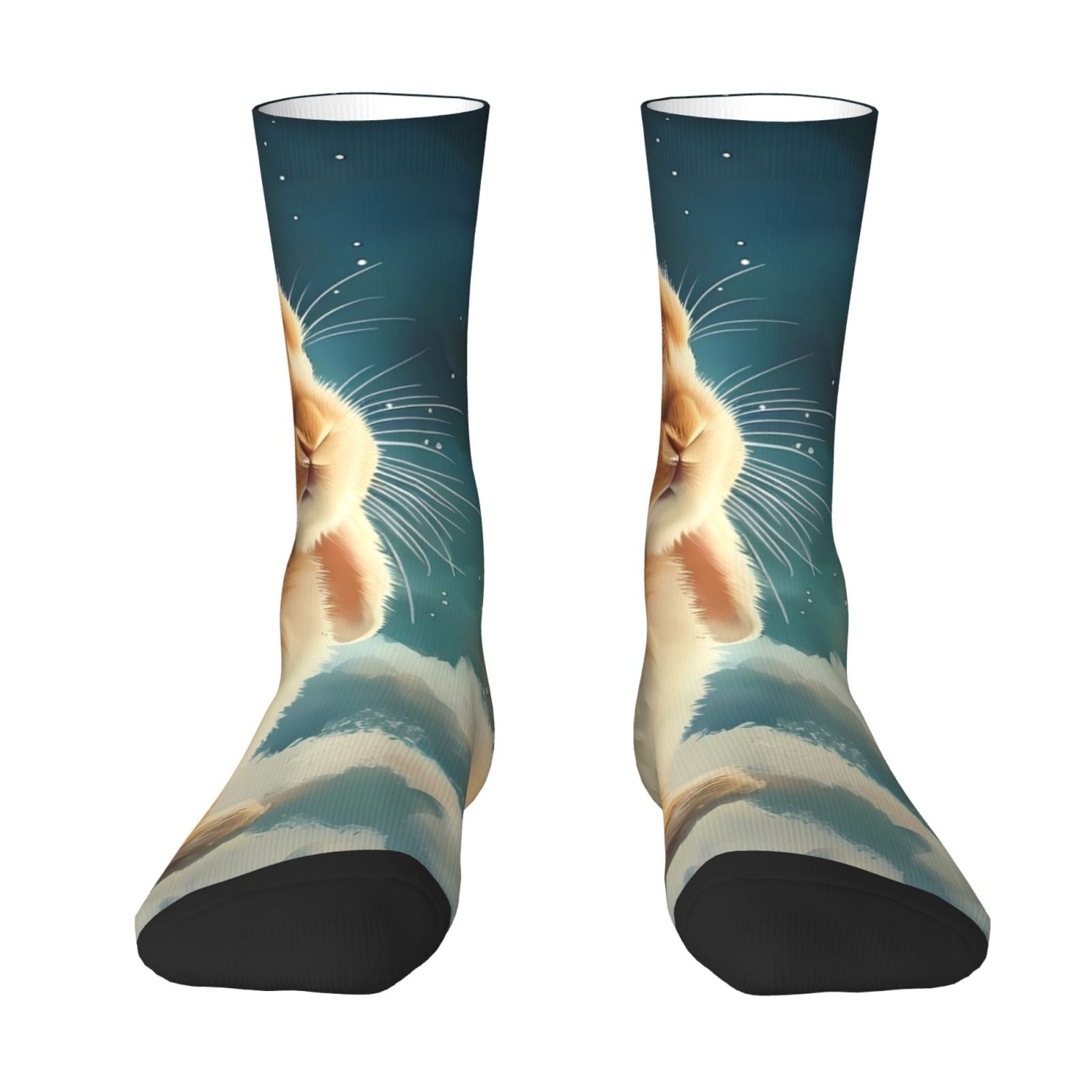 Zufioo Starry Sky Cloud Cute Rabbit Print Thigh High Socks,Knee High ...