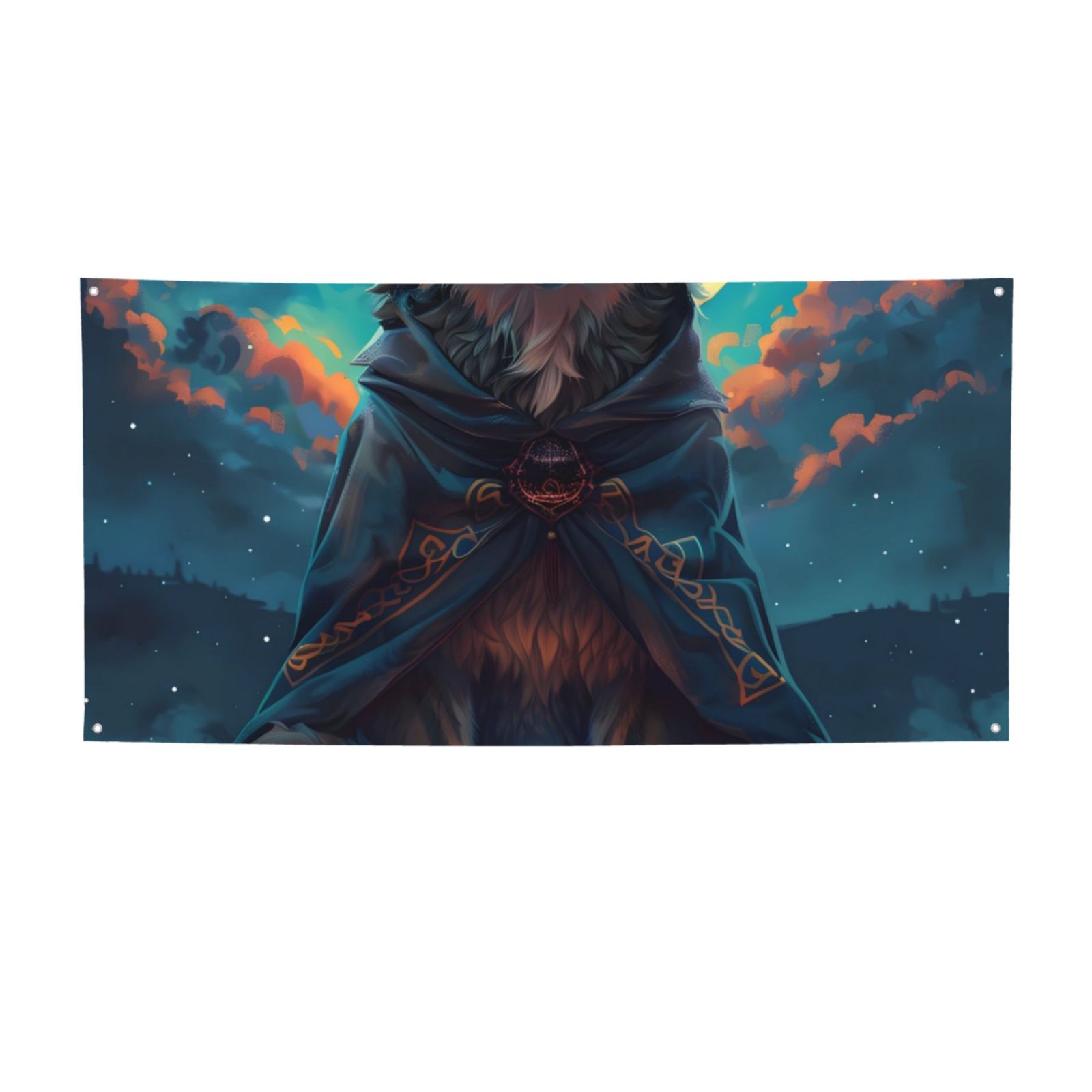 Zufioo Starry Sky Moon Wolf Leader Print Holiday Banners, Party Banners ...