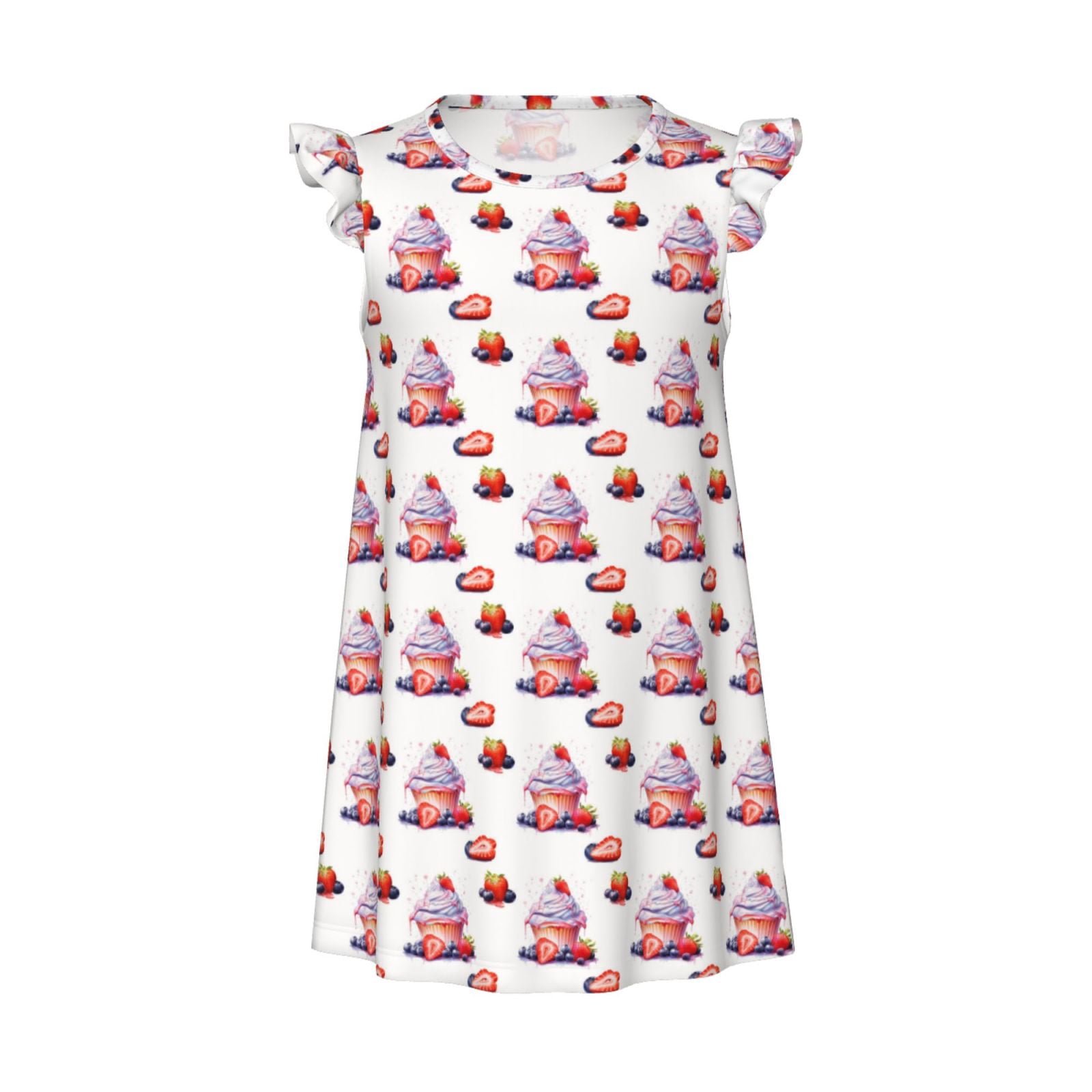 Zufioo Strawberry Blueberry Cream Cake Girls Nightgowns Toddler Girl ...