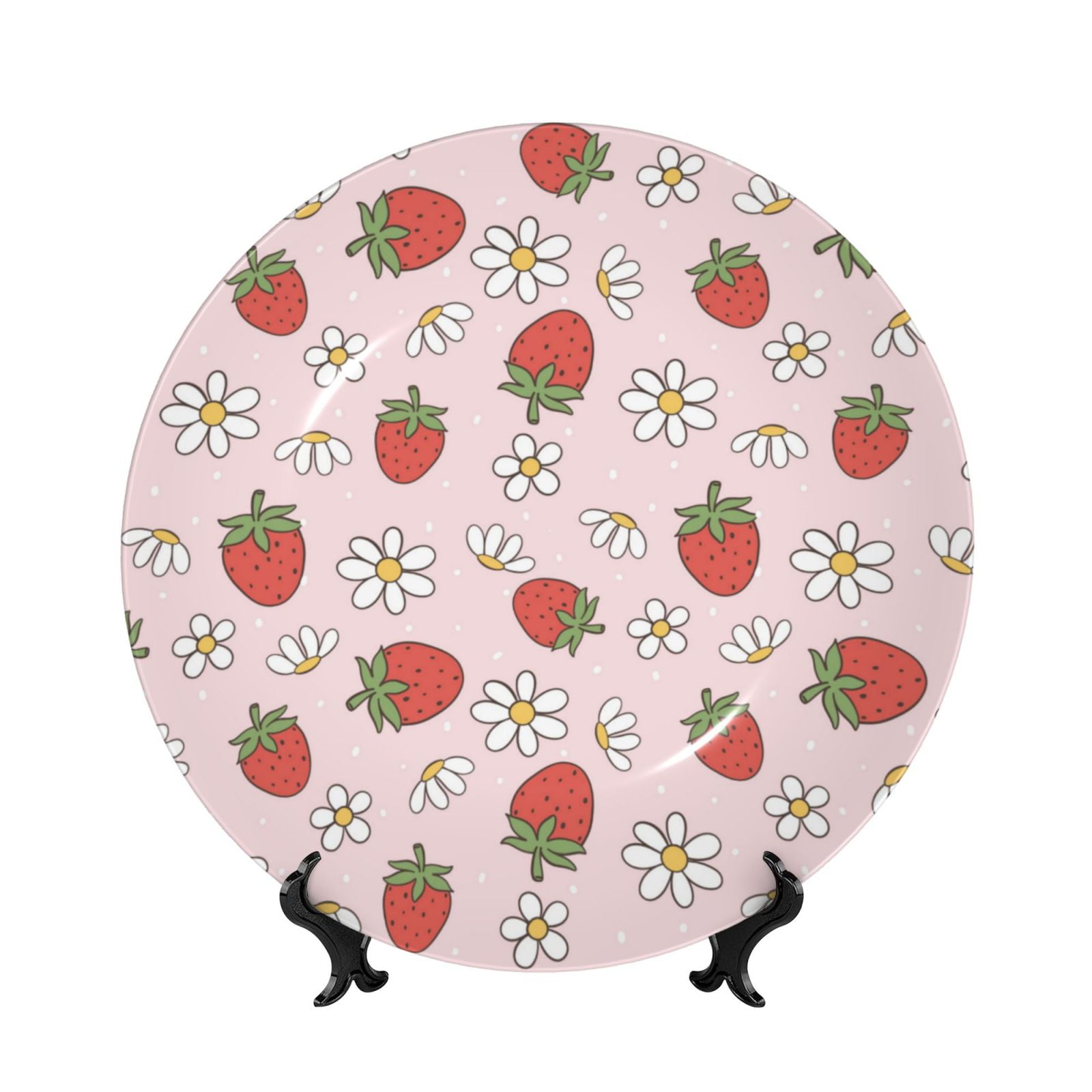 Zufioo Strawberry Floral Print Bone China Decorative Plate, Ceramic ...