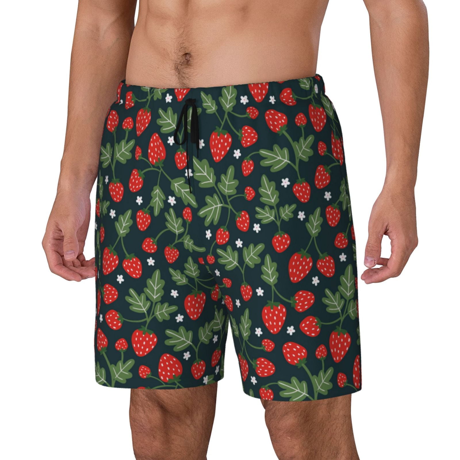 Zufioo Strawberry Mens Swimsuit Trunks with Compression Liner,Quick Dry ...