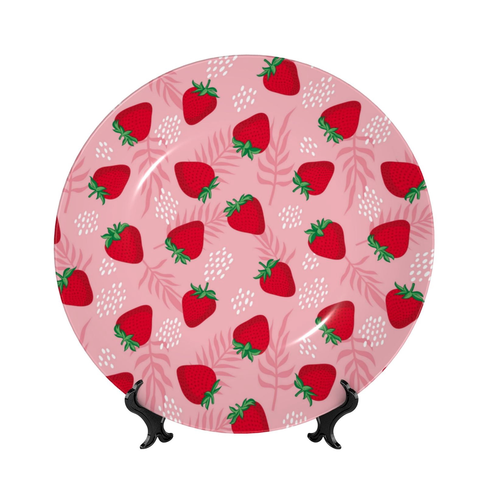 Zufioo Strawberry Print Bone China Decorative Plate, Ceramic Dinner ...