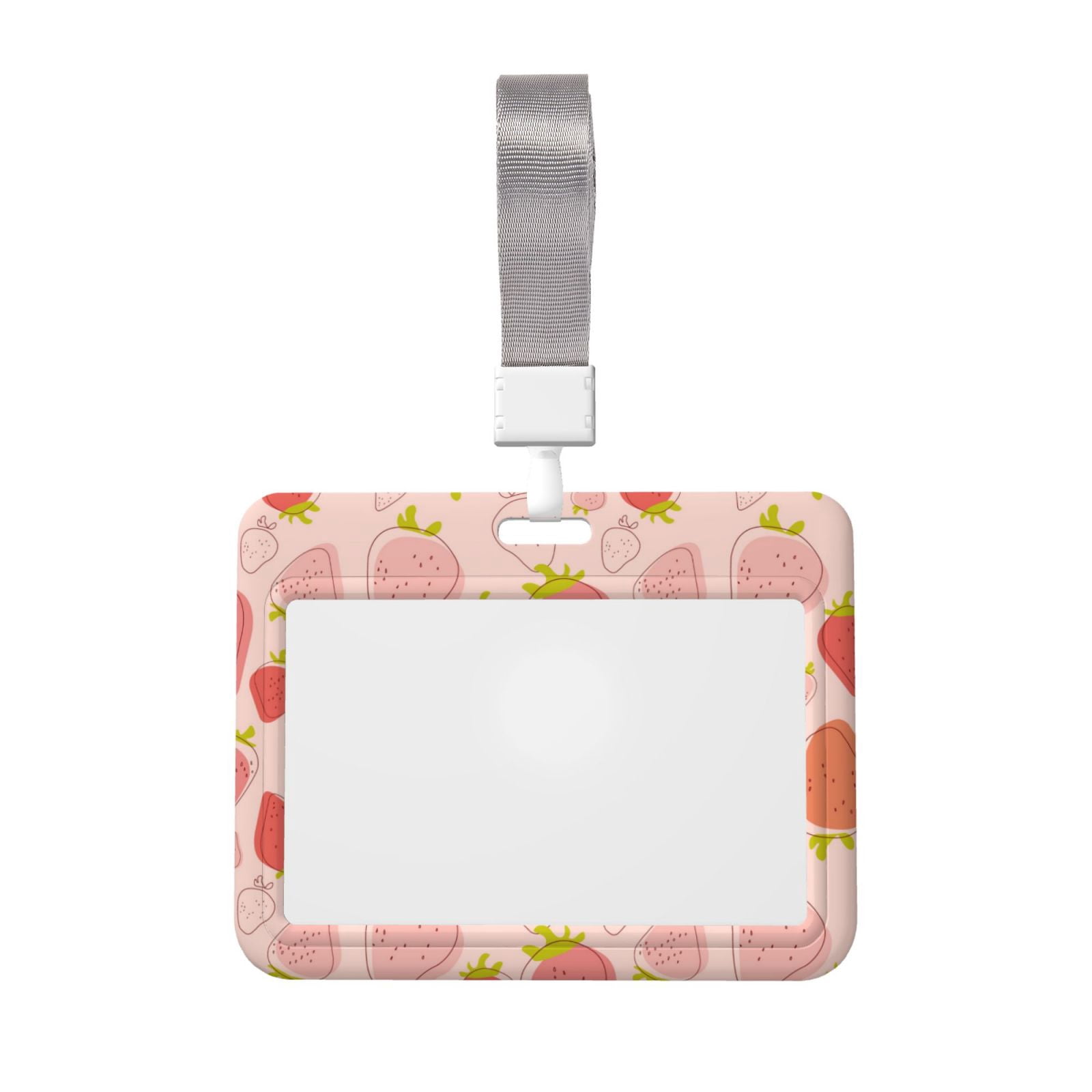 Zufioo Strawberry Print Work Badge Protective Case, Waterproof Lanyard ...