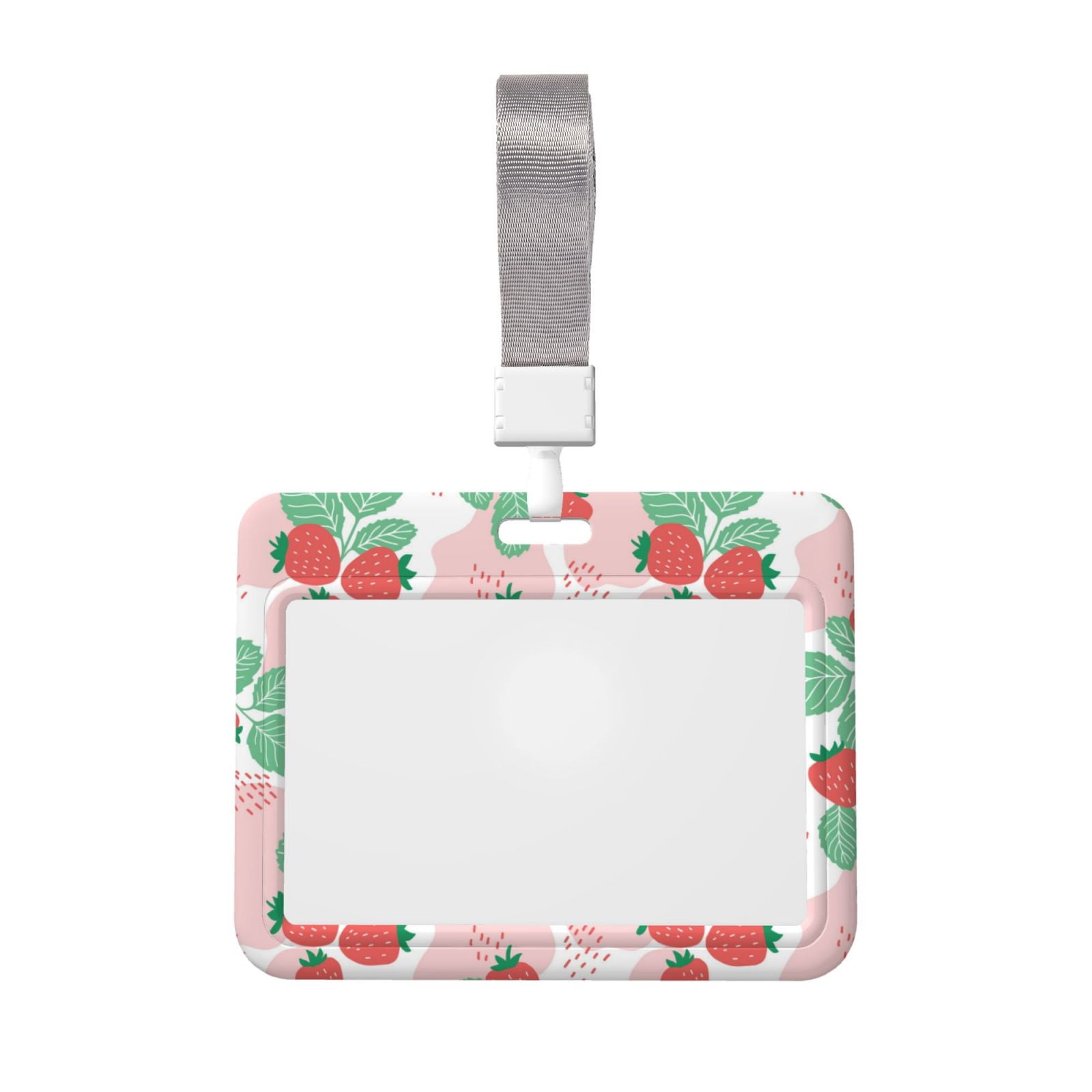 Zufioo Strawberry Print Work Badge Protective Case, Waterproof Lanyard ...
