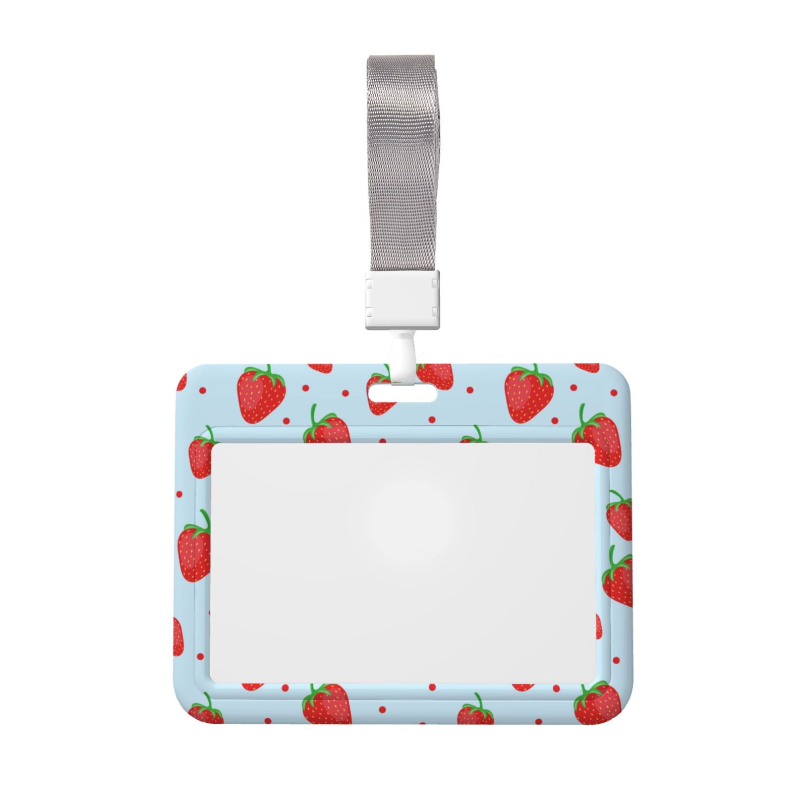 Zufioo Strawberry Print Work Badge Protective Case, Waterproof Lanyard ...
