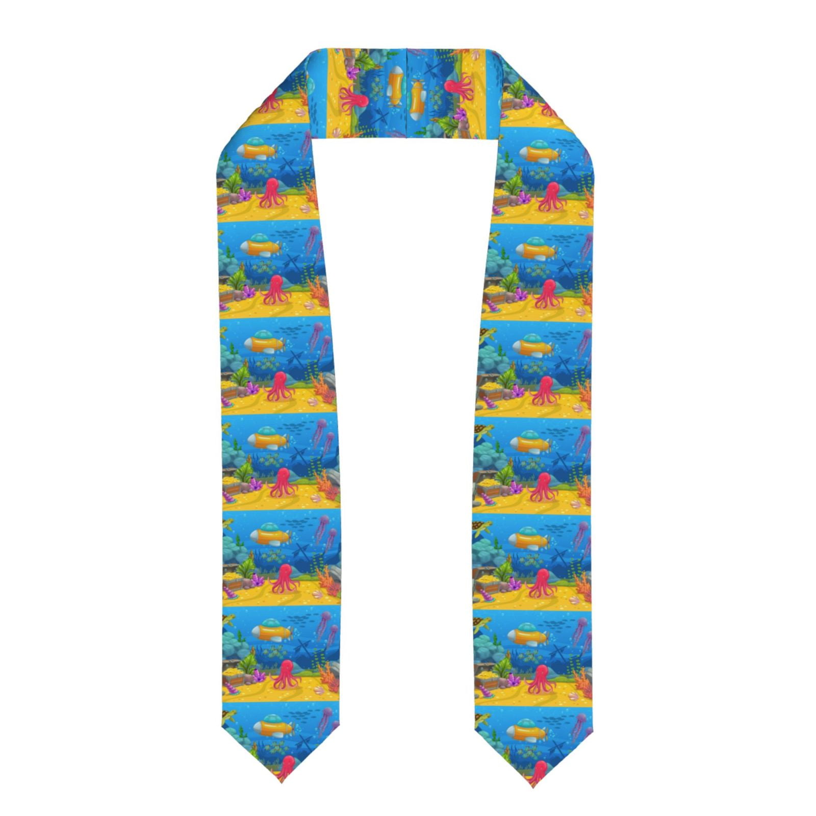 Zufioo Submarine And Landscape Print Graduation Shawl Ribbon ...