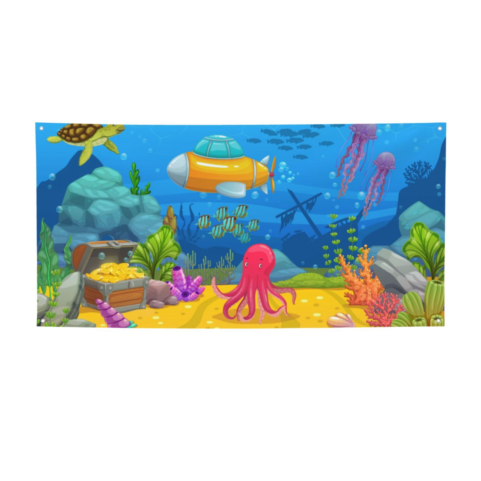 Zufioo Submarine And Landscape Print Holiday Banners, Party Banners ...