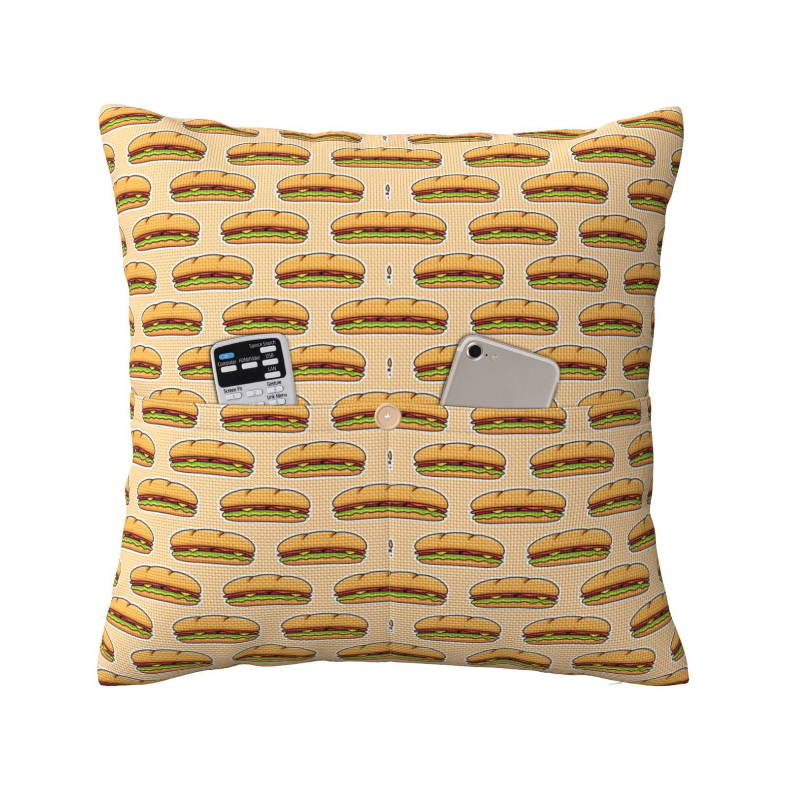 Zufioo Submarine Sub Sandwich Print Linen Patch Pocket Pillowcase ...