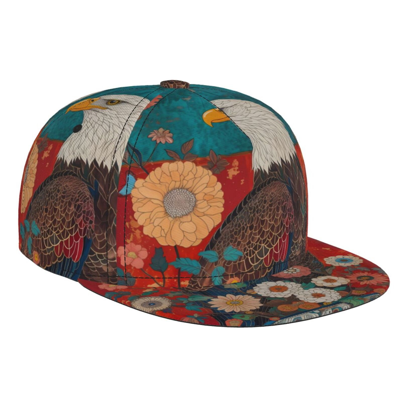 Zufioo Sunflower Bald Eagle Print Flat Brim Baseball Cap, Sun ...