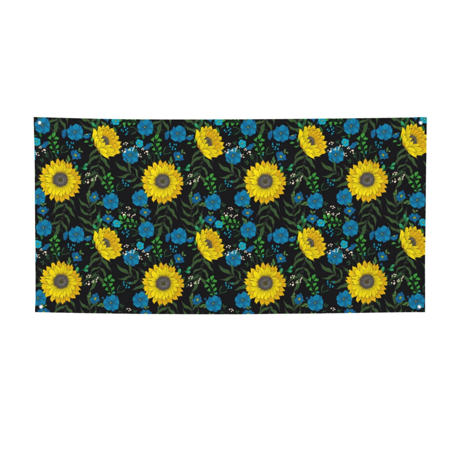 Zufioo Sunflowers And Blue Flower Print Holiday Banners, Party Banners ...