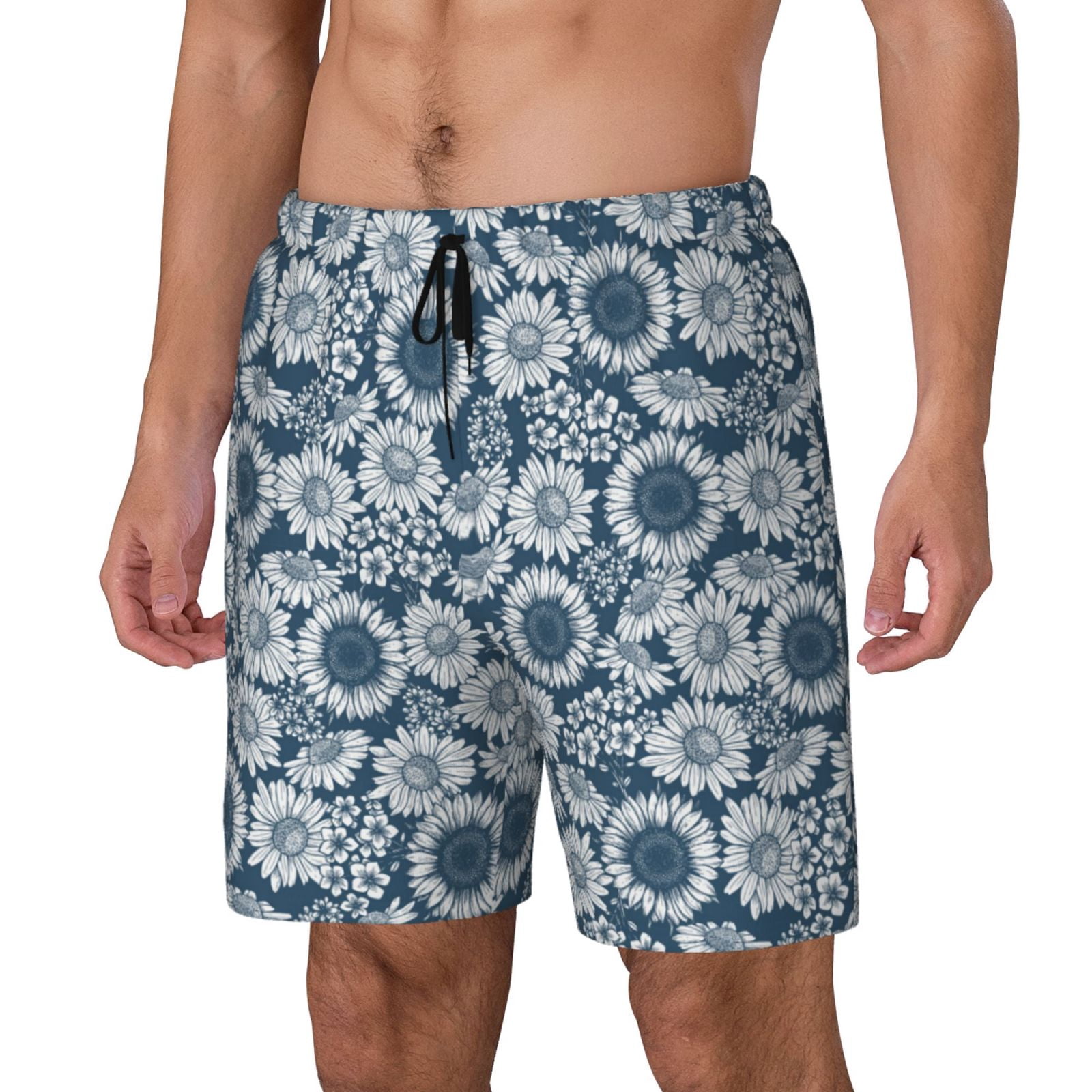 Zufioo Sunflowers Mens Swimsuit Trunks with Compression Liner,Quick Dry ...