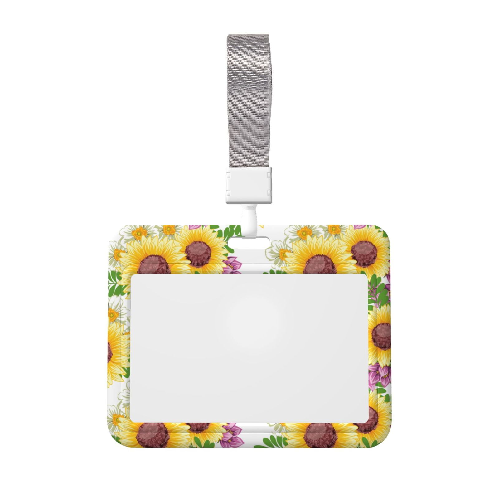 Zufioo Sunflowers Print Work Badge Protective Case, Waterproof Lanyard ...
