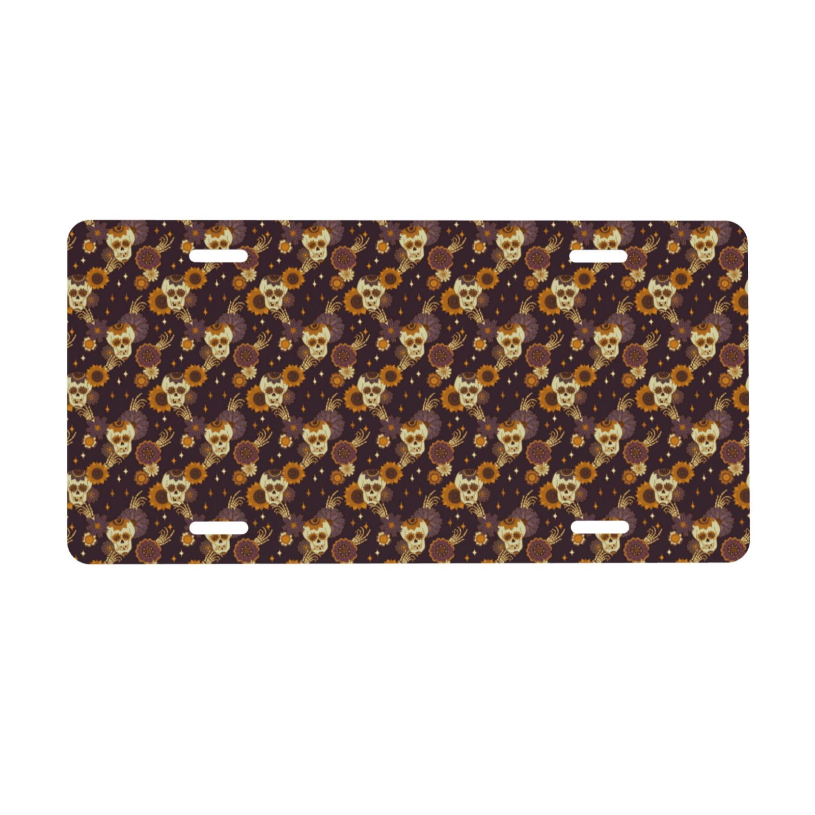 Zufioo Sunflowers with Skull and Hand Print Car Aluminum Front License ...