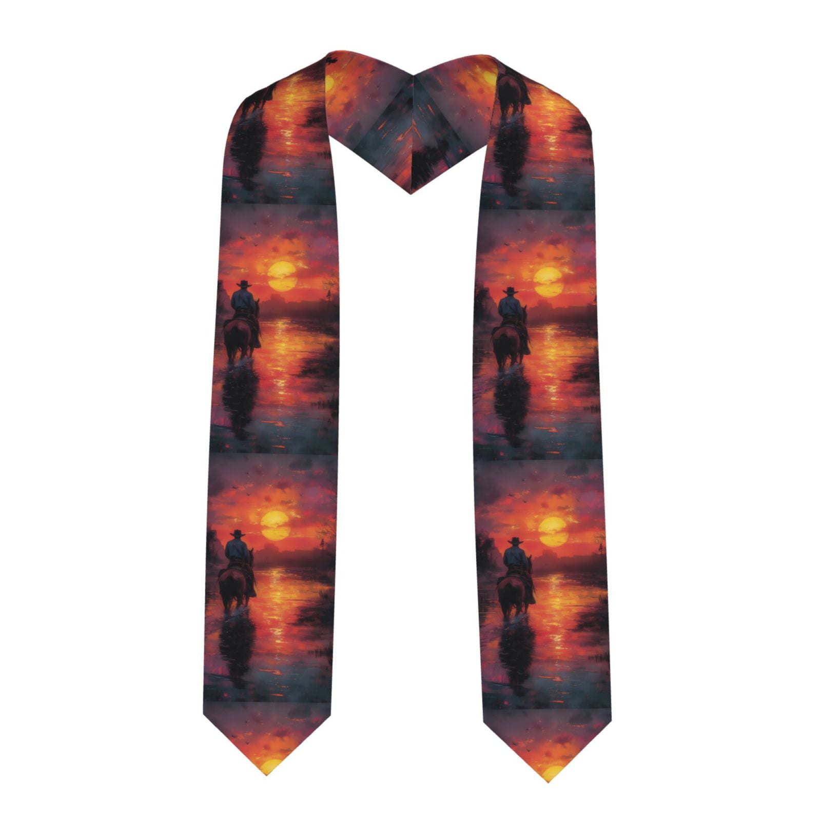 Zufioo Sunset River Western Cowboy Print Graduation Shawl Ribbon ...