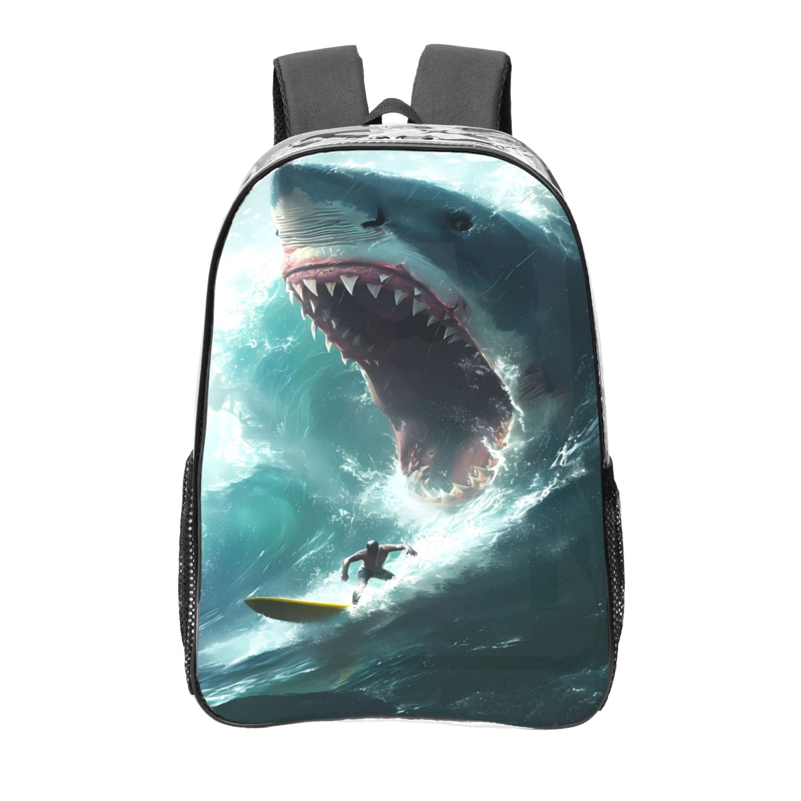 Zufioo Surfing Shark Print Transparent Backpack, 16-inch PVC Waterproof ...